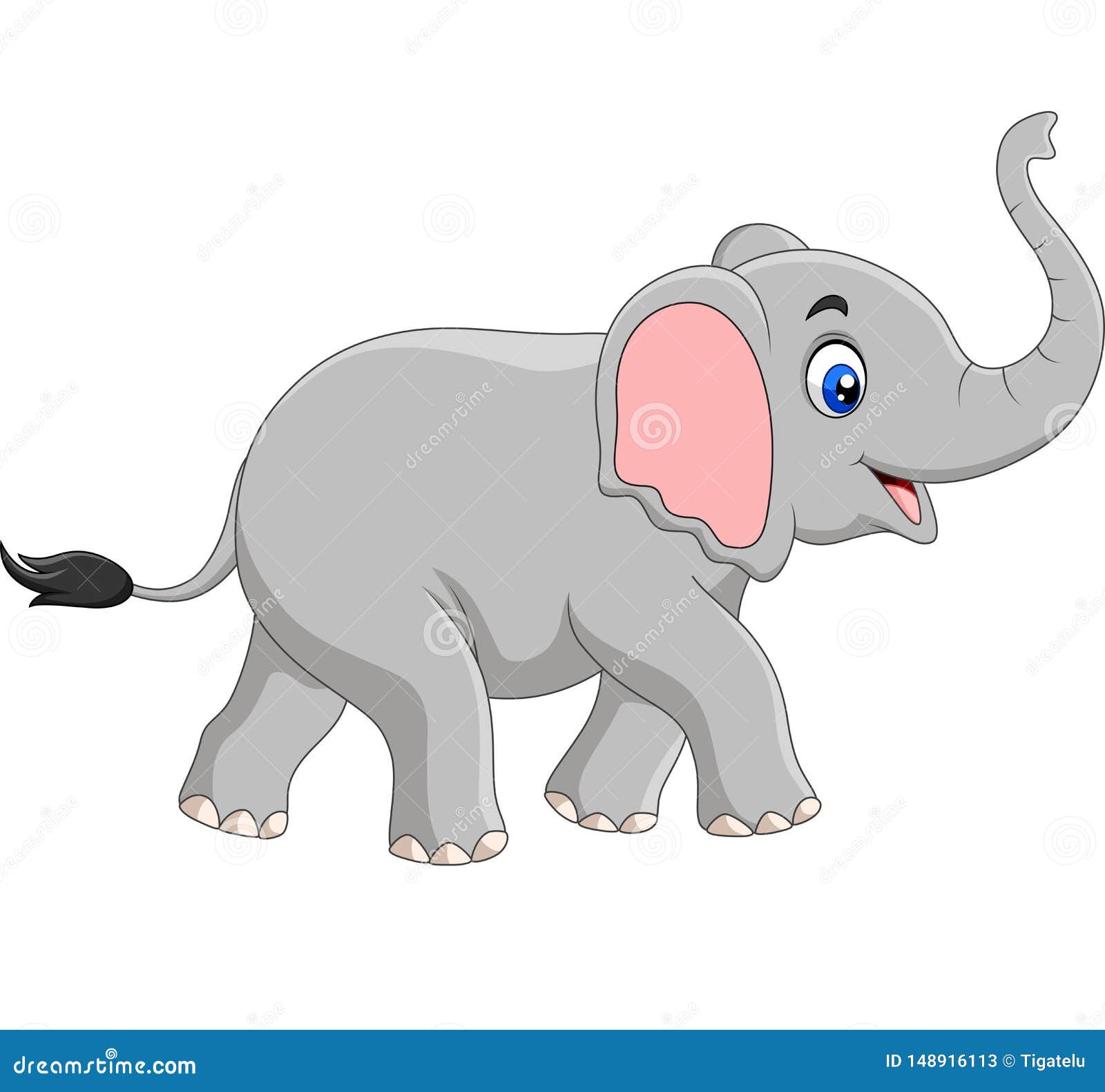 Big Elephant Isolated On White Background. Vector Illustration, Animal ...