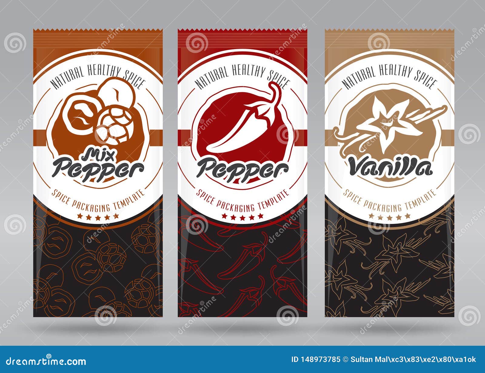 Vector Spice Multiple Packaging Set Stock Vector - Illustration of logo ...
