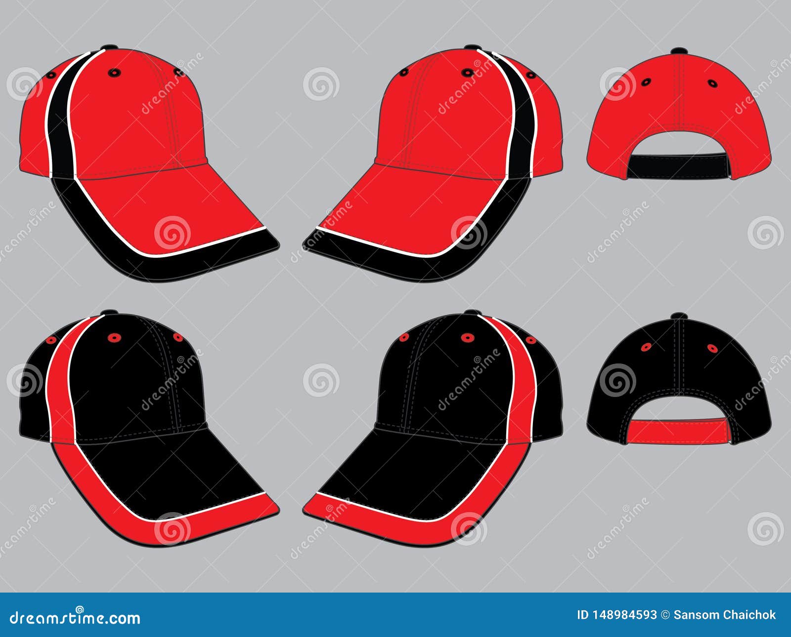 Sport Red and Black Baseball Cap Design Stock Vector - Illustration of ...
