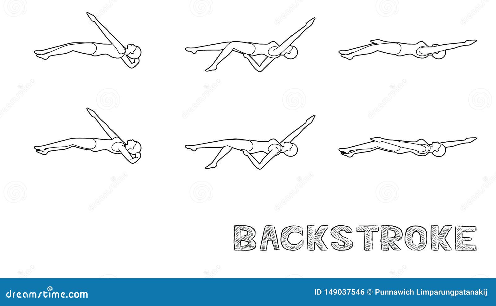 Swimming Pool Style Backstroke Motion Sequence Woman Animation Set ...