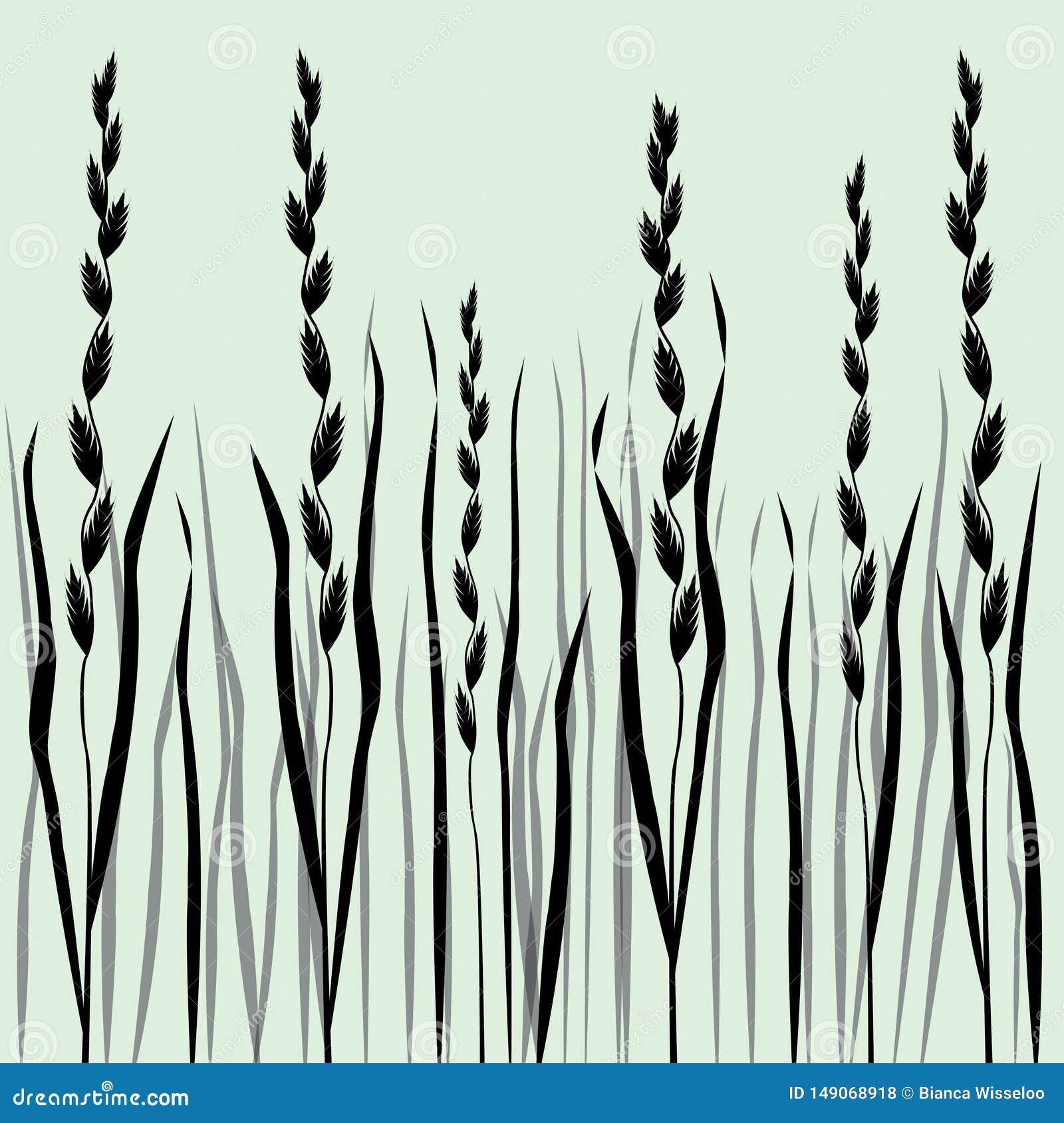 Wild Grass Vector Silhouette on Green Stock Vector - Illustration of ...