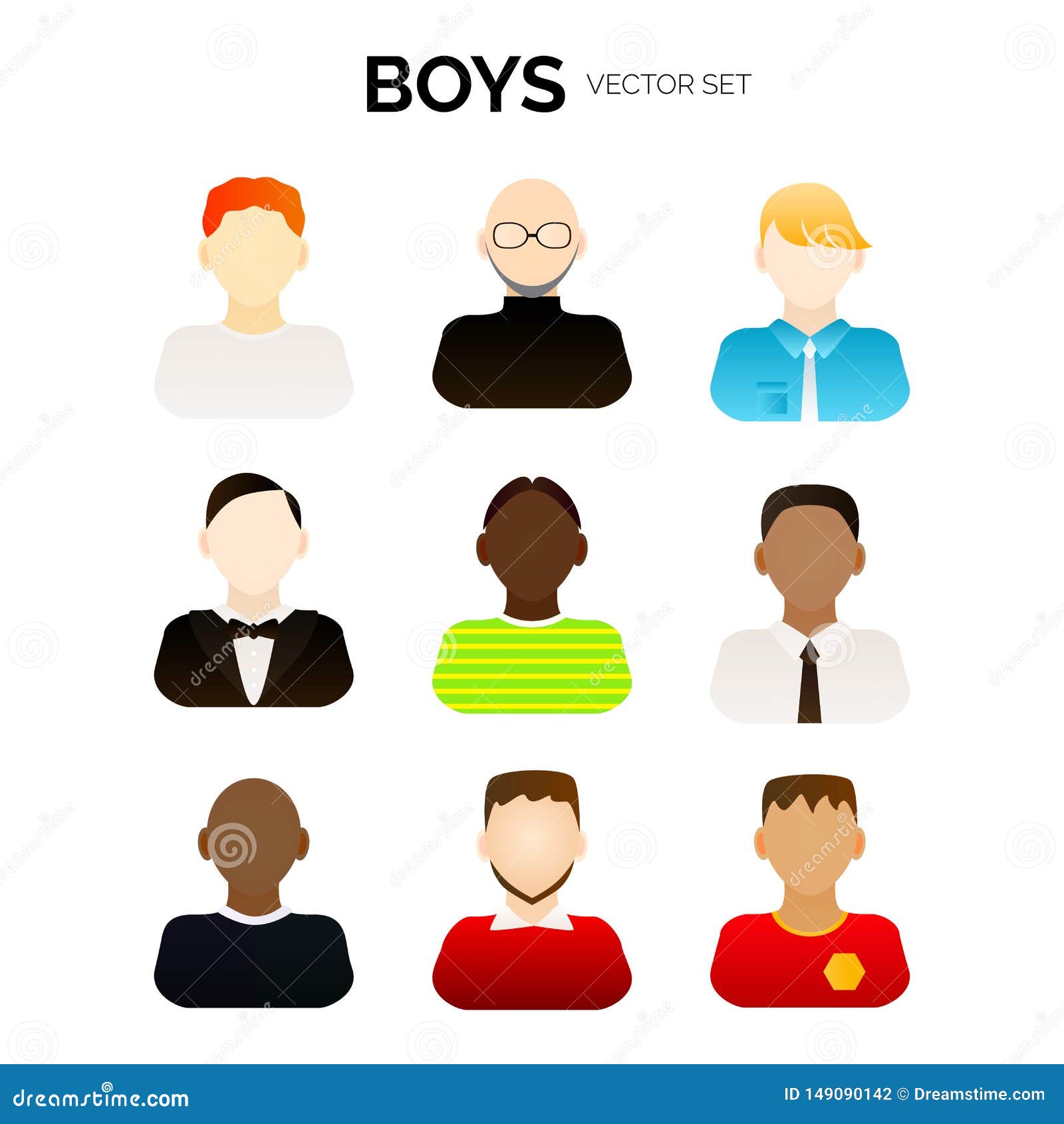 Various men and boys icons stock vector. Illustration of background ...