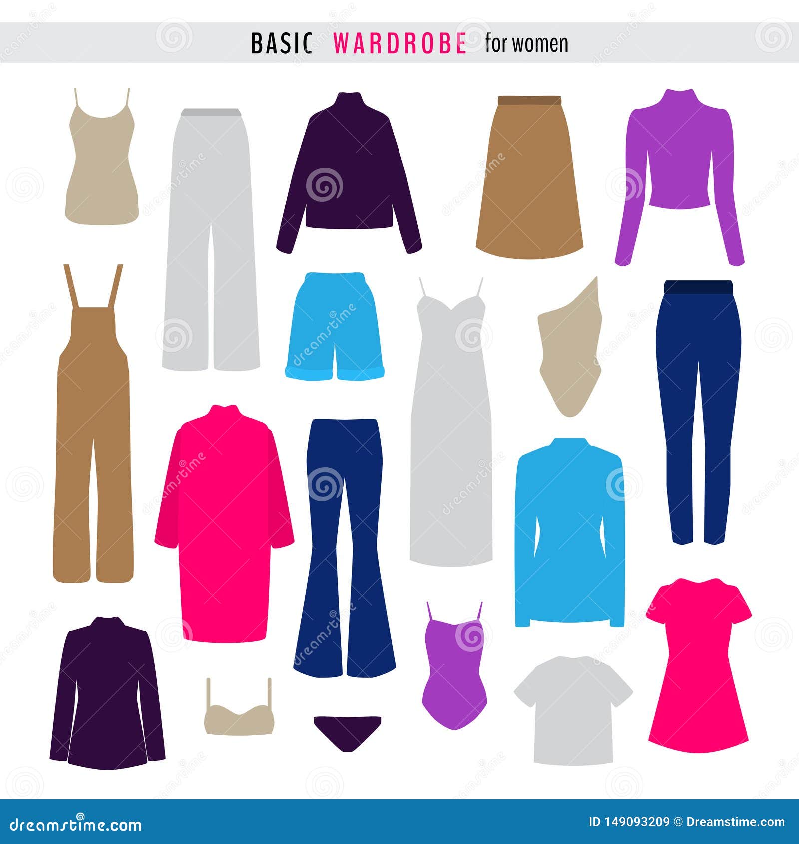Set of Colorful Woman Clothes Stock Vector - Illustration of element ...