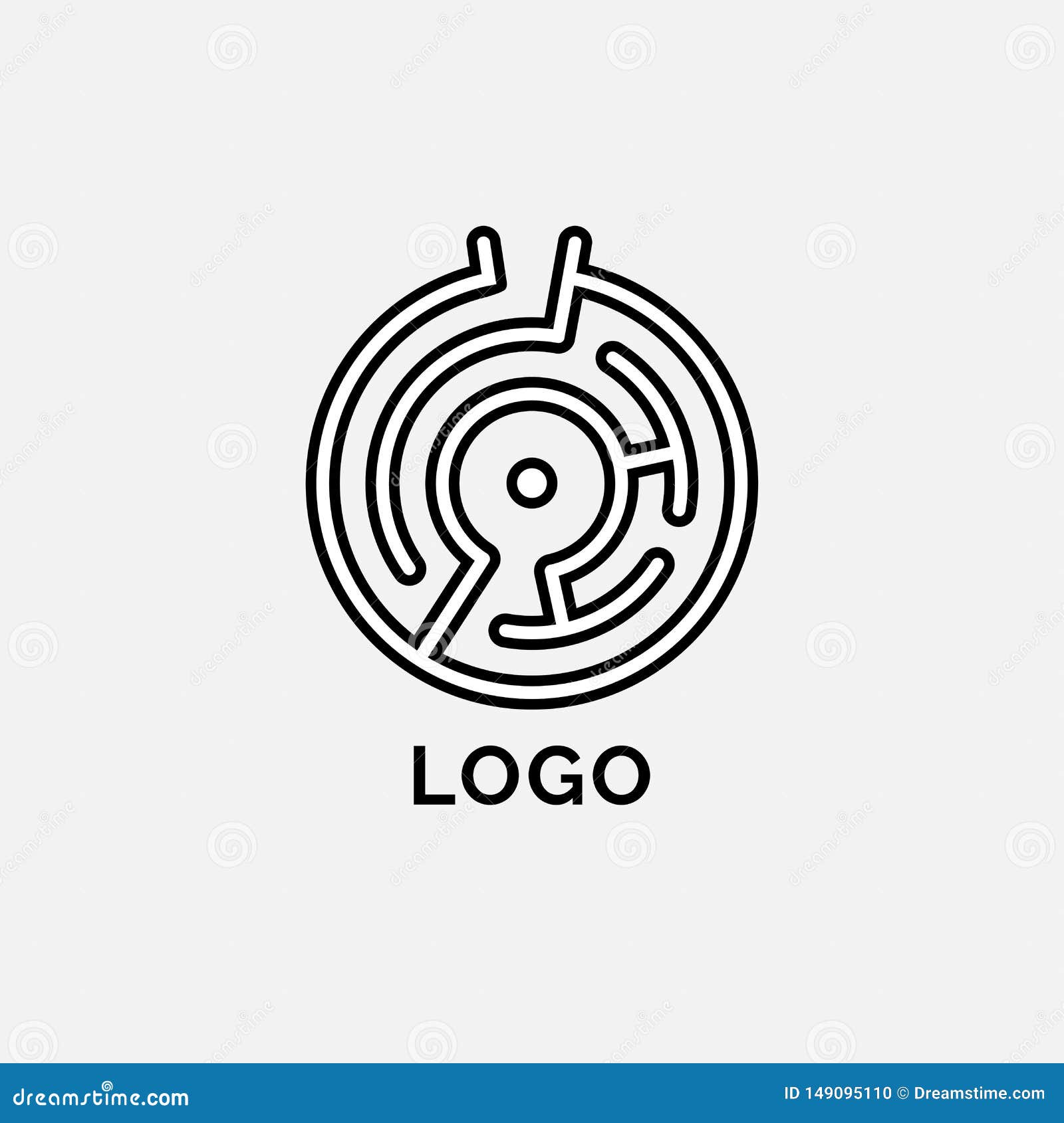 Round maze logo stock vector. Illustration of entry - 149095110