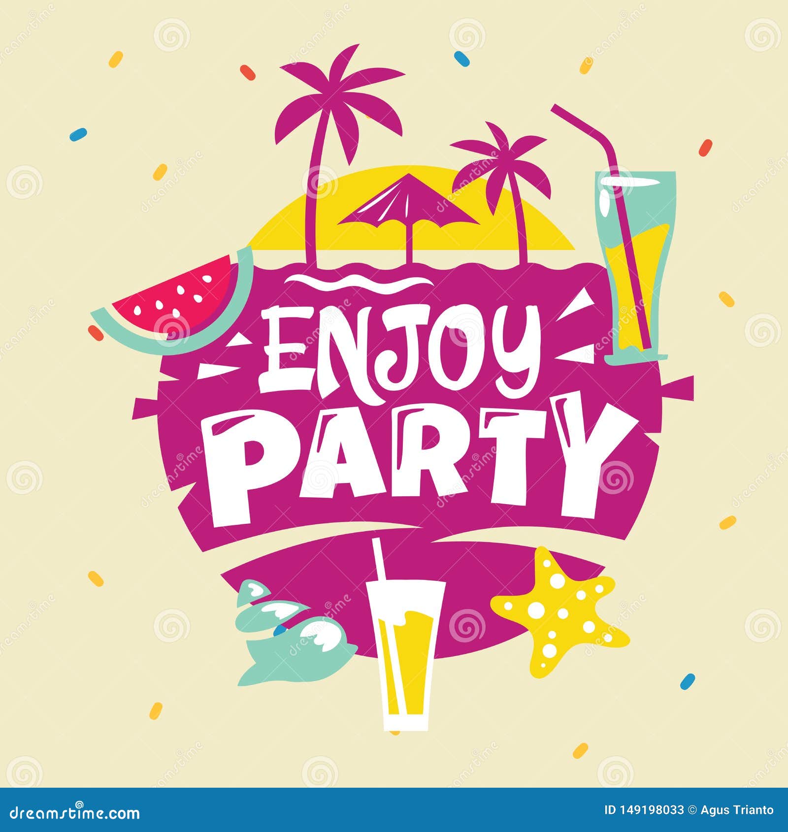 Enjoy Party Phrase. Summer Quote Stock Vector - Illustration of enjoy ...