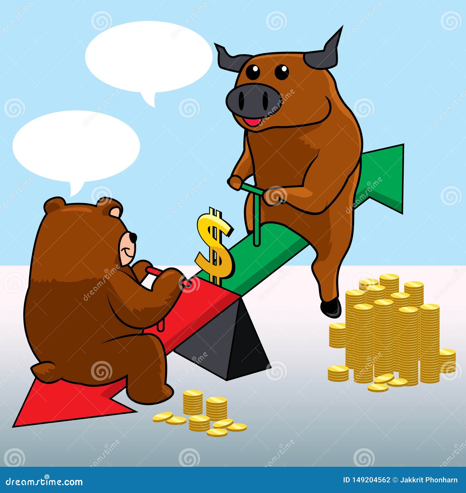 Bull and Bear Exchange Trader Stock Illustration - Illustration of bear ...
