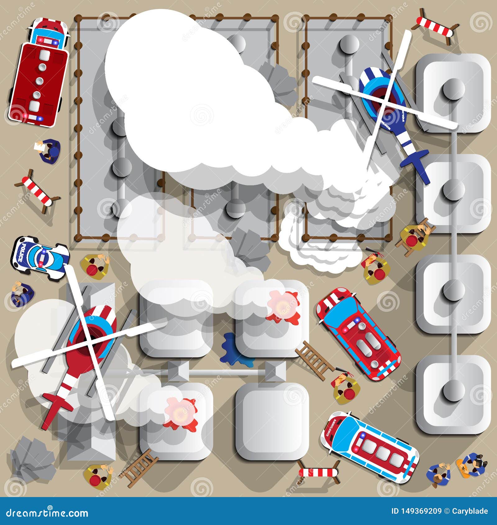 Manufacture Accident, Explosion, Smoke At Production Factory. Broken ...