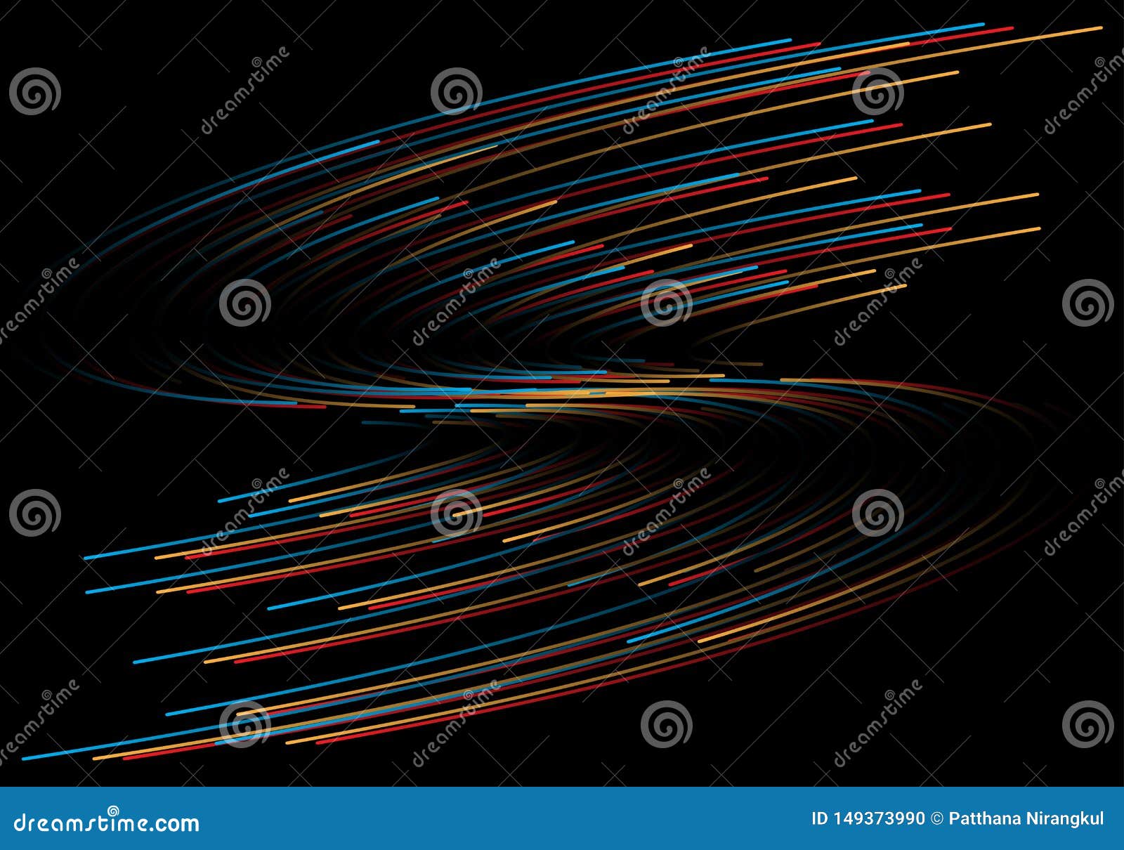 Abstract Color Lines Curve Wave on Black Design Modern Futuristic ...