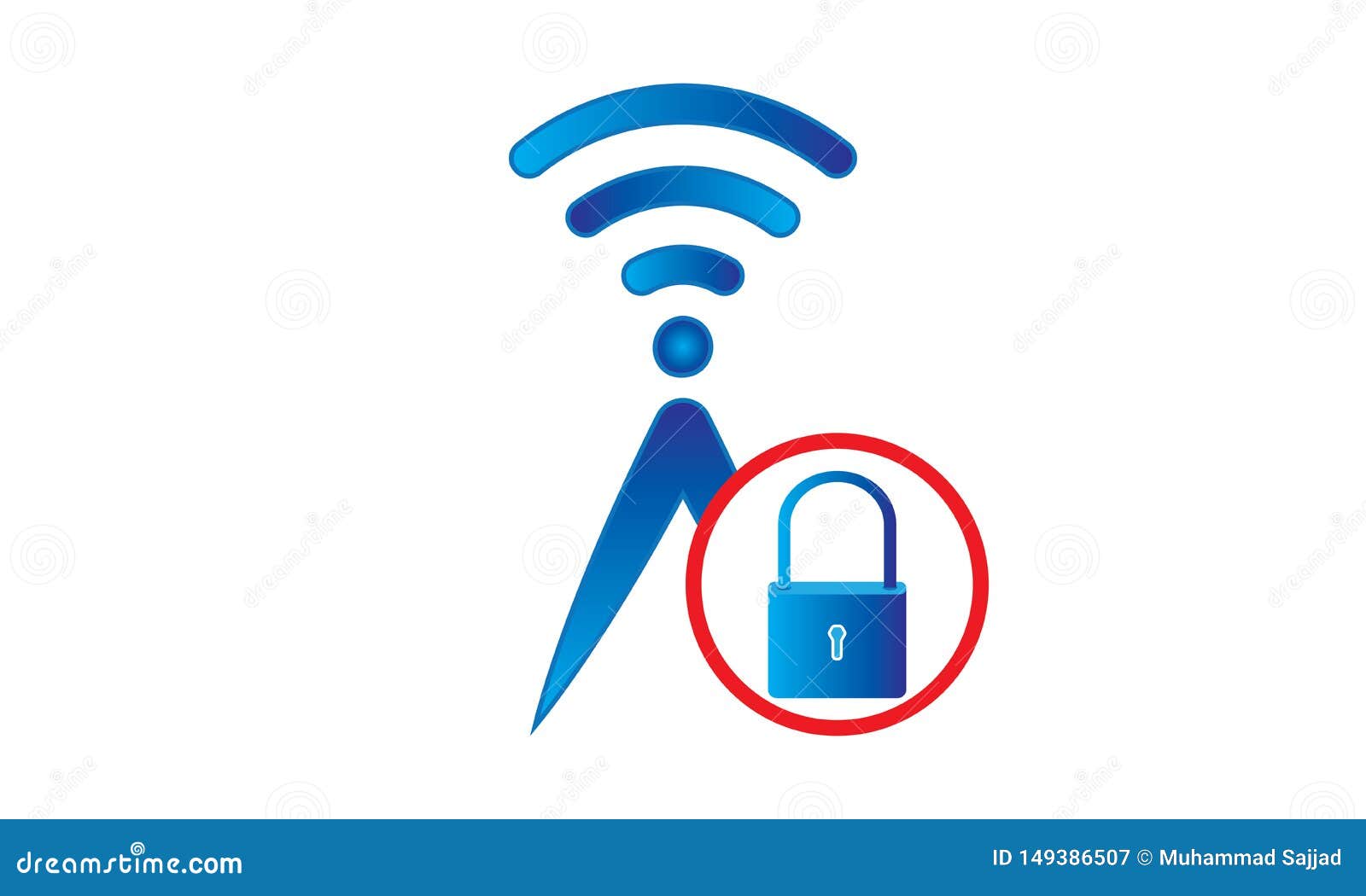 Locked 3D Wifi Wireless Connection Logo Wifi Icon Wifi Sign Stock ...
