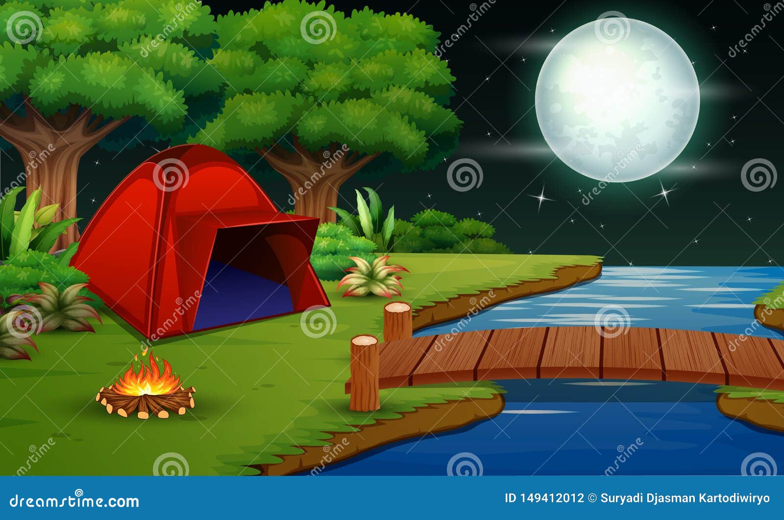 Camping in Night Time with Beautiful Nature View Background Stock ...