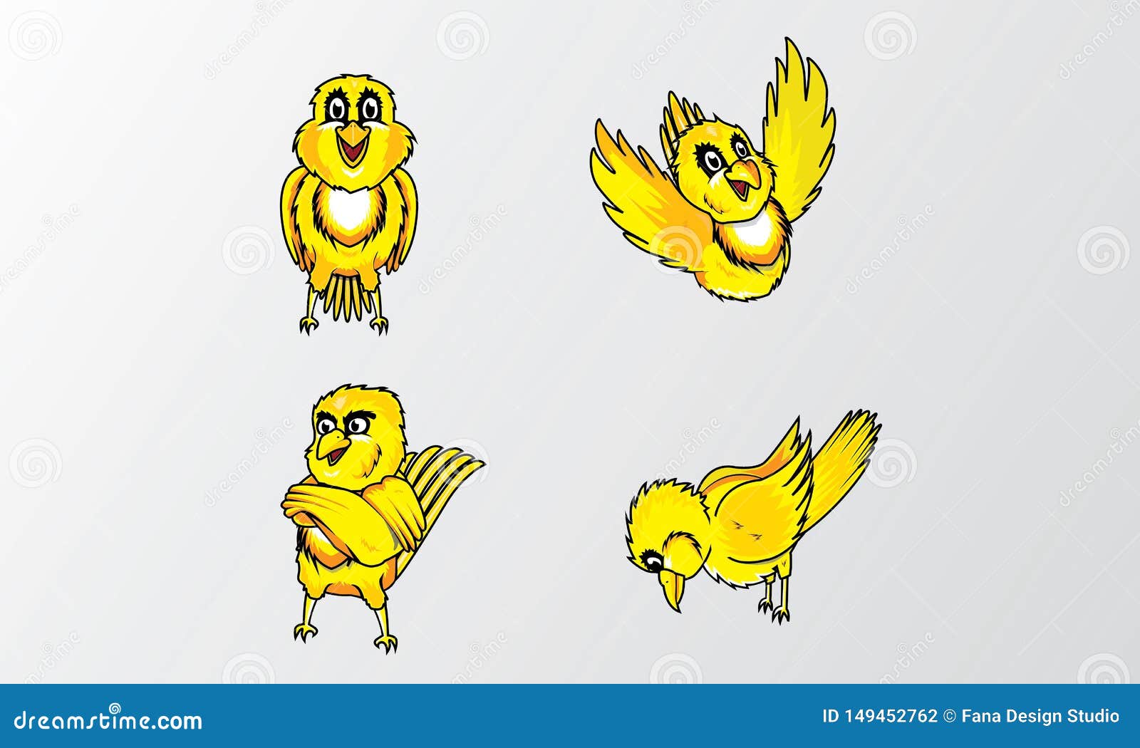 Yellow Birds Cartoon Character Illustration Stock Vector - Illustration ...