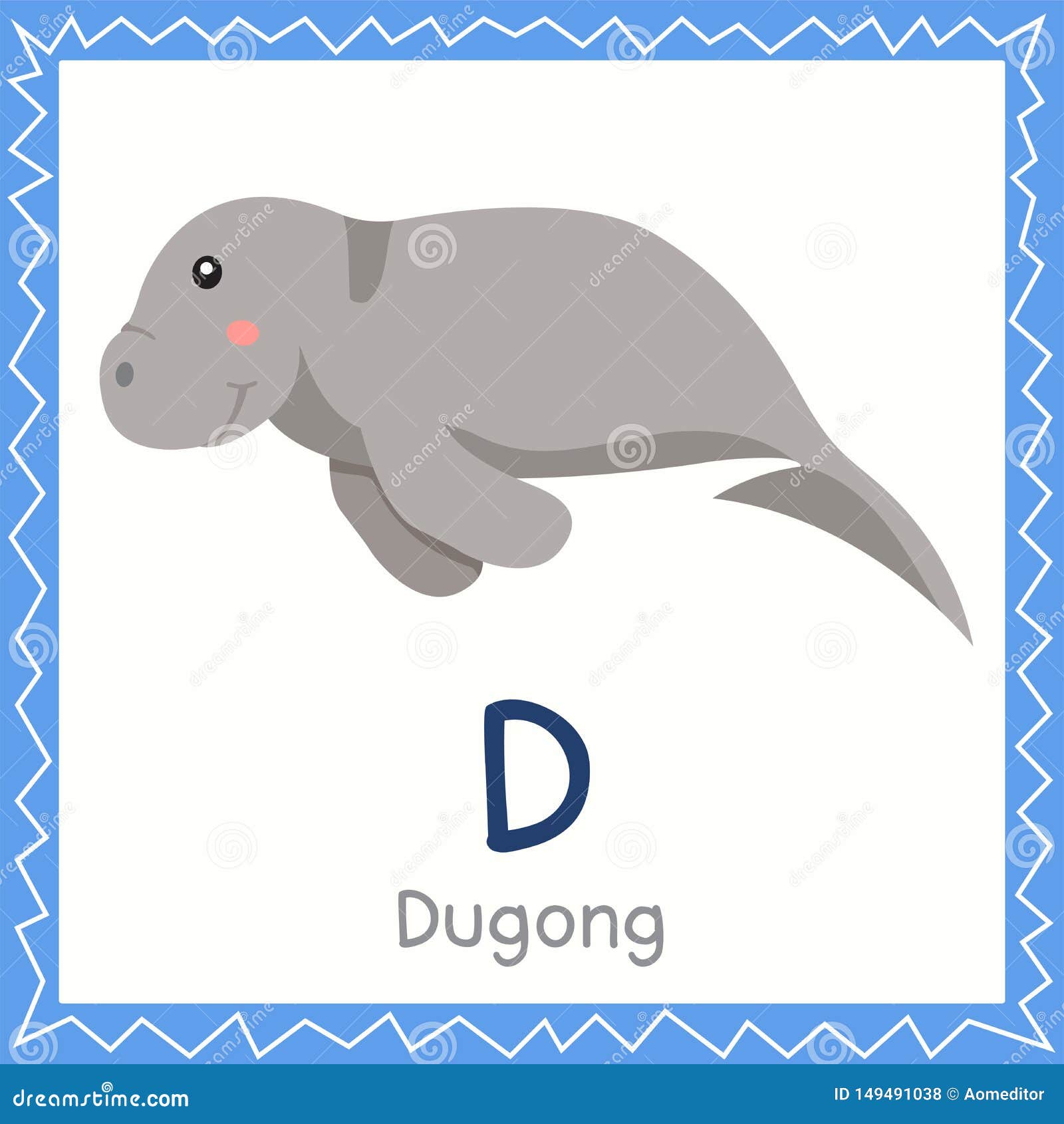 Dugong Animal Coloring Page For Kids Vector Illustration ...