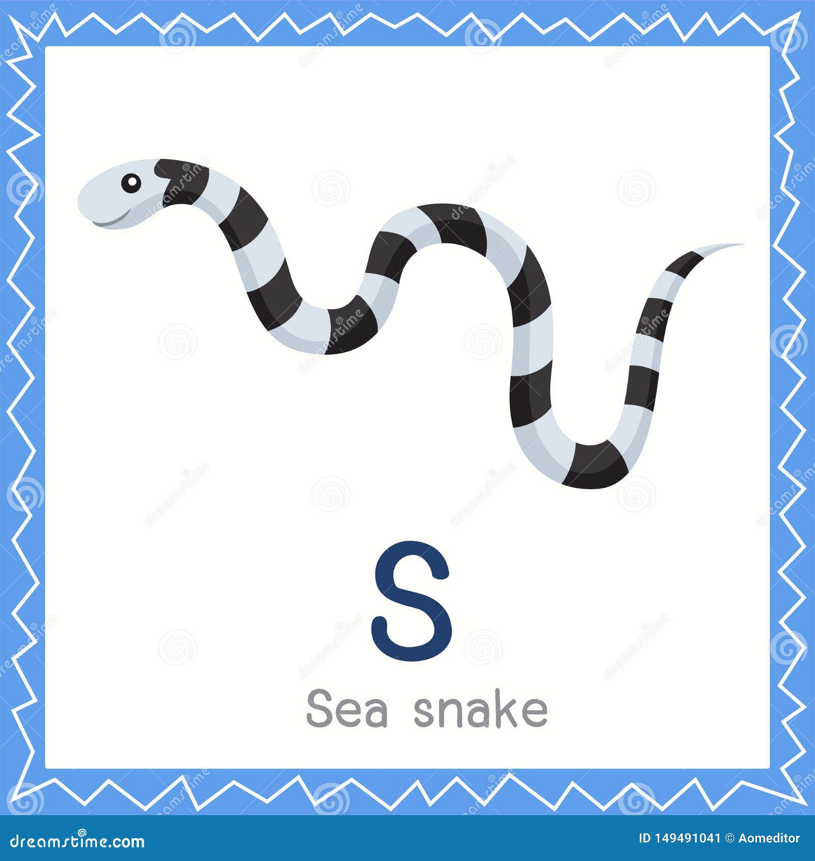 Illustrator of S for Sea Snake Animal Stock Vector - Illustration of ...