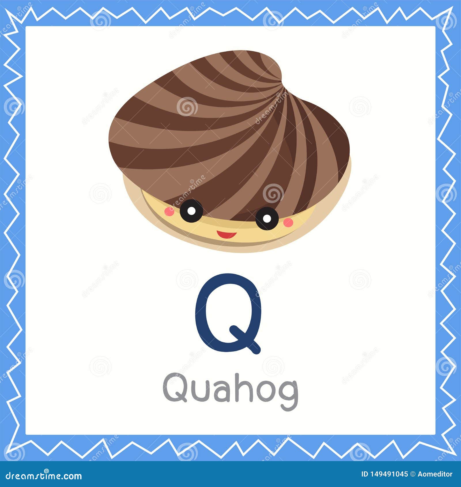 Illustrator of Q for Quahog Animal Stock Vector - Illustration of ...