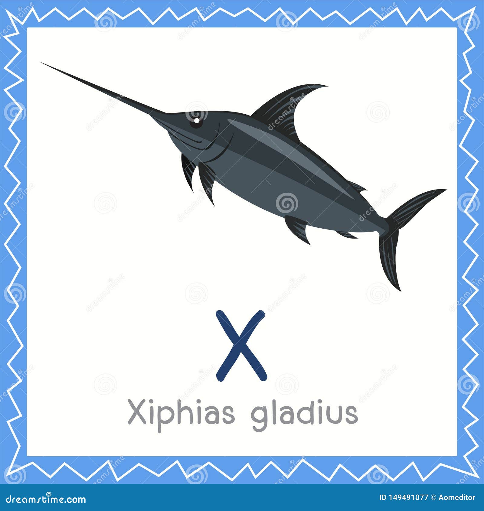Illustrator of X for Xiphias Gladius Animal Stock Vector - Illustration ...