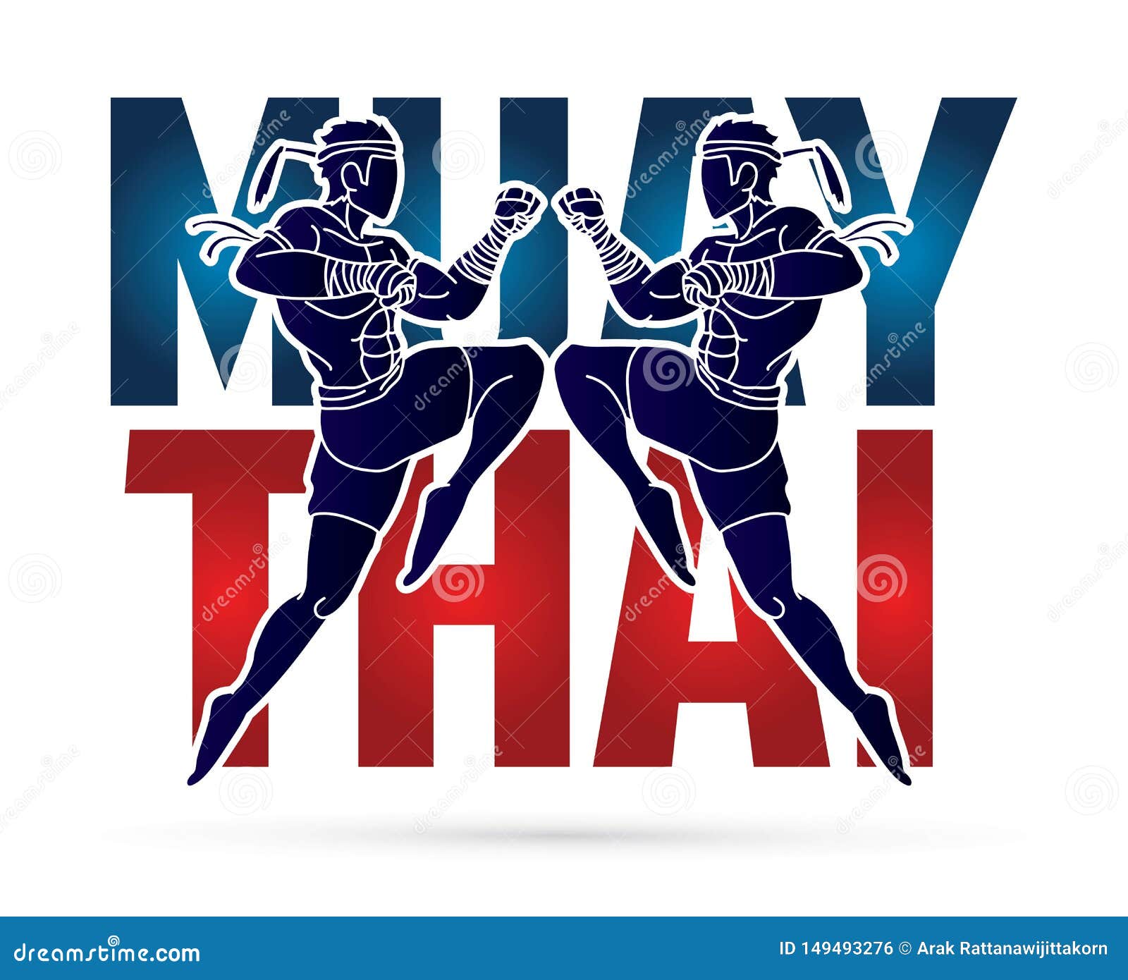 Muay Thai Action , Thai Boxing Jumping To Attack with Text Cartoon ...