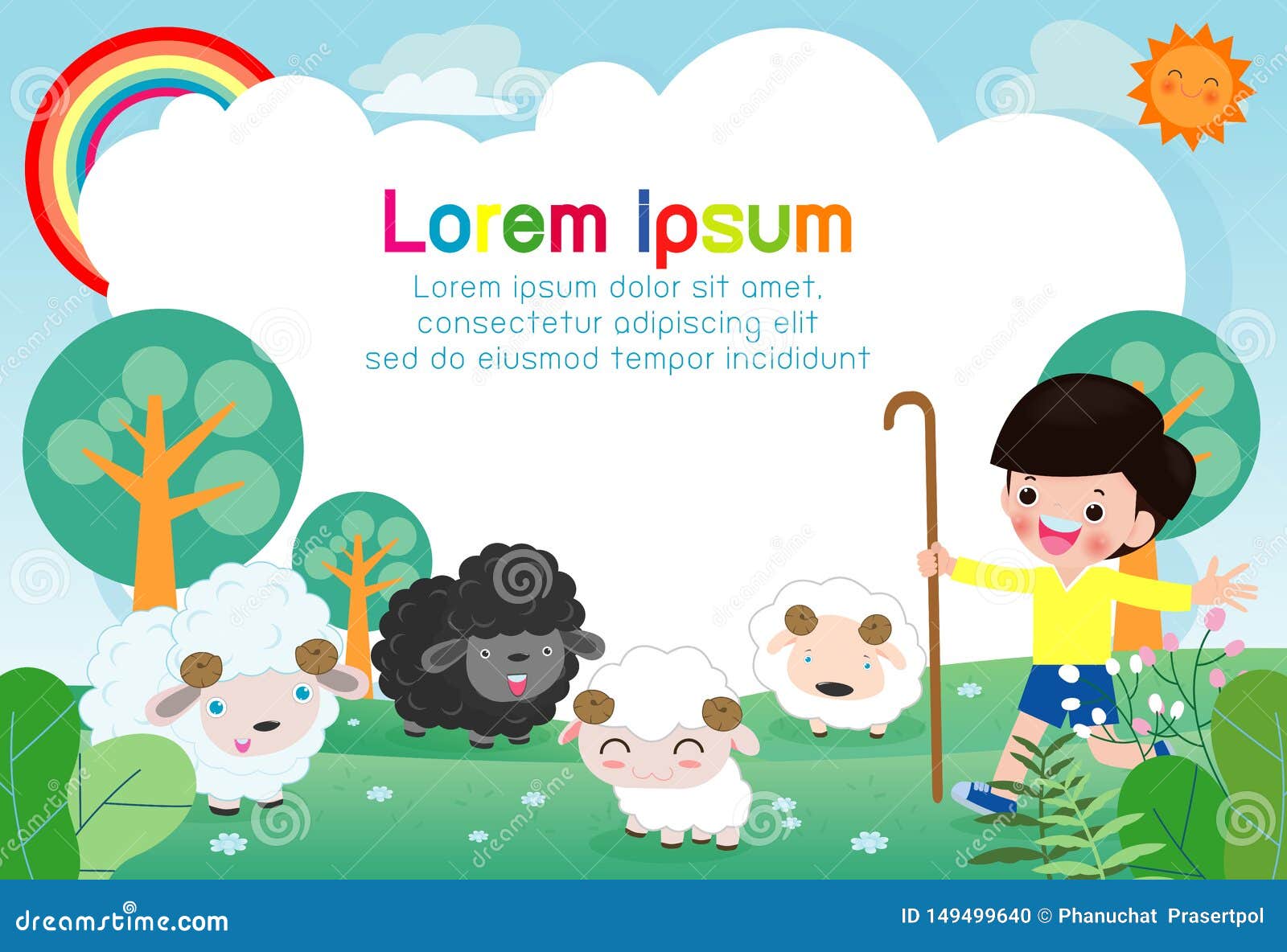 The Shepherd Boy, Story for Kids Vector Illustration. Stock Vector ...