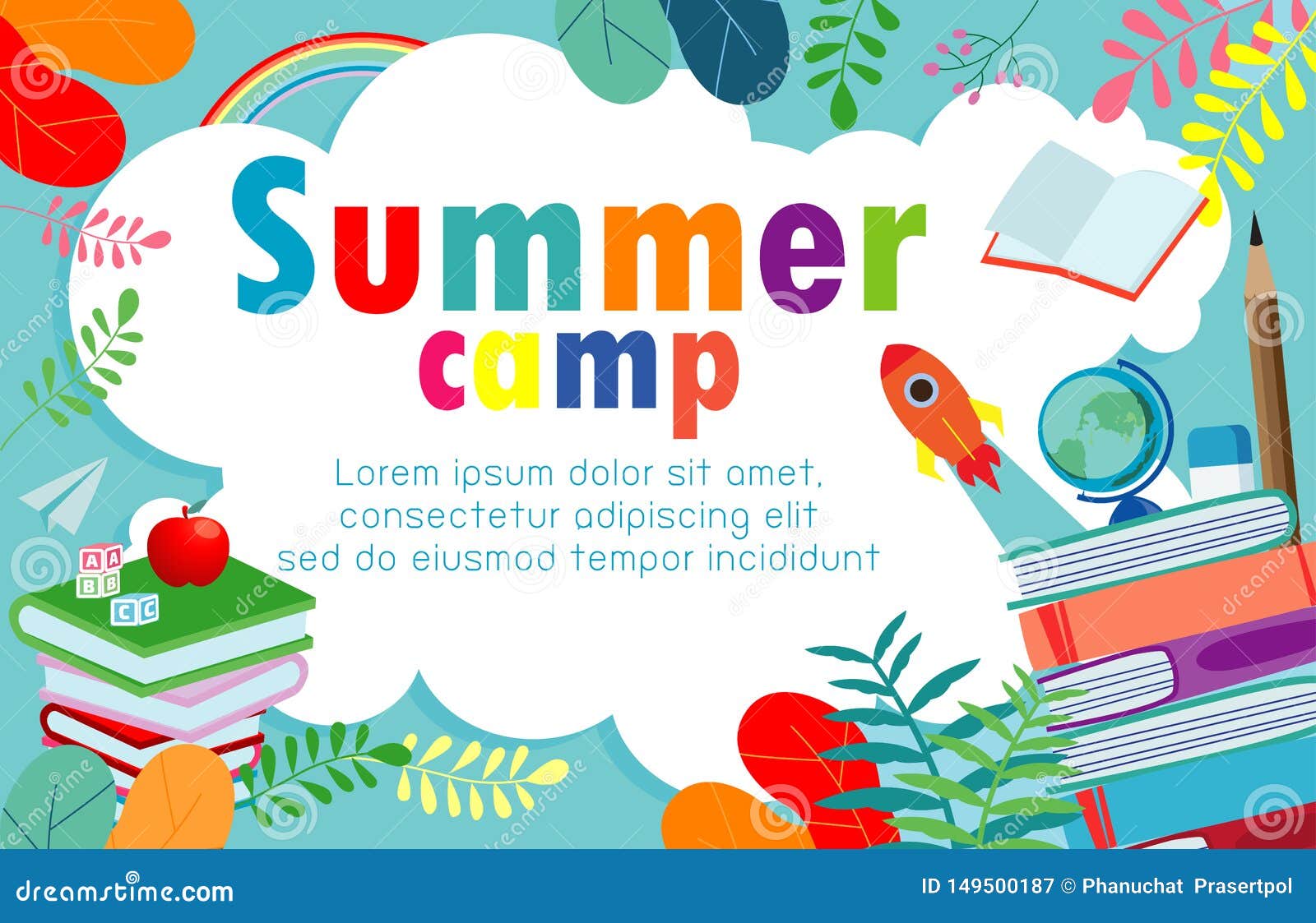 Summer Camp Education Concept Template for Advertising Brochure ...