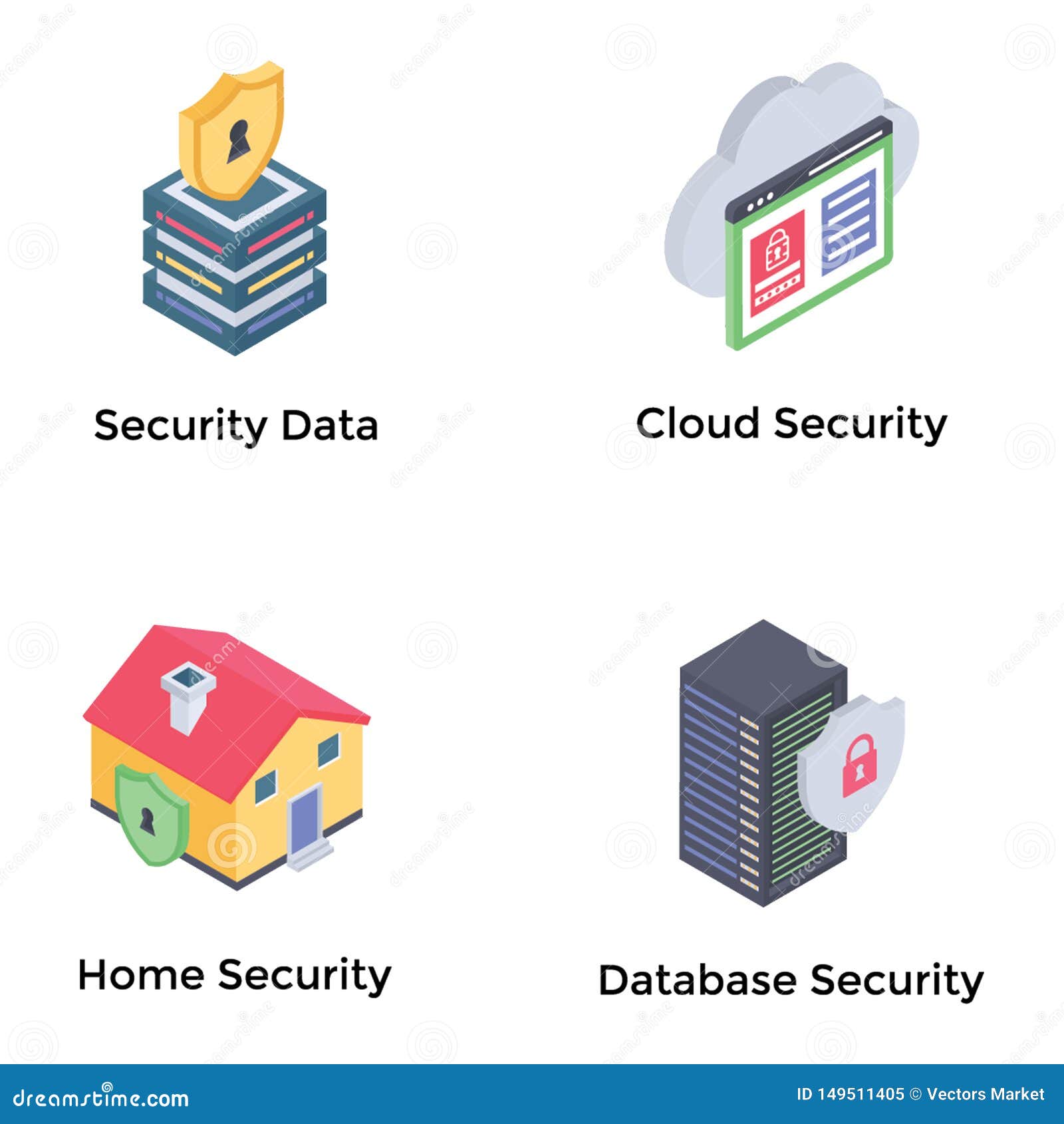 Security System Isometric Icons Set Stock Vector - Illustration of ...