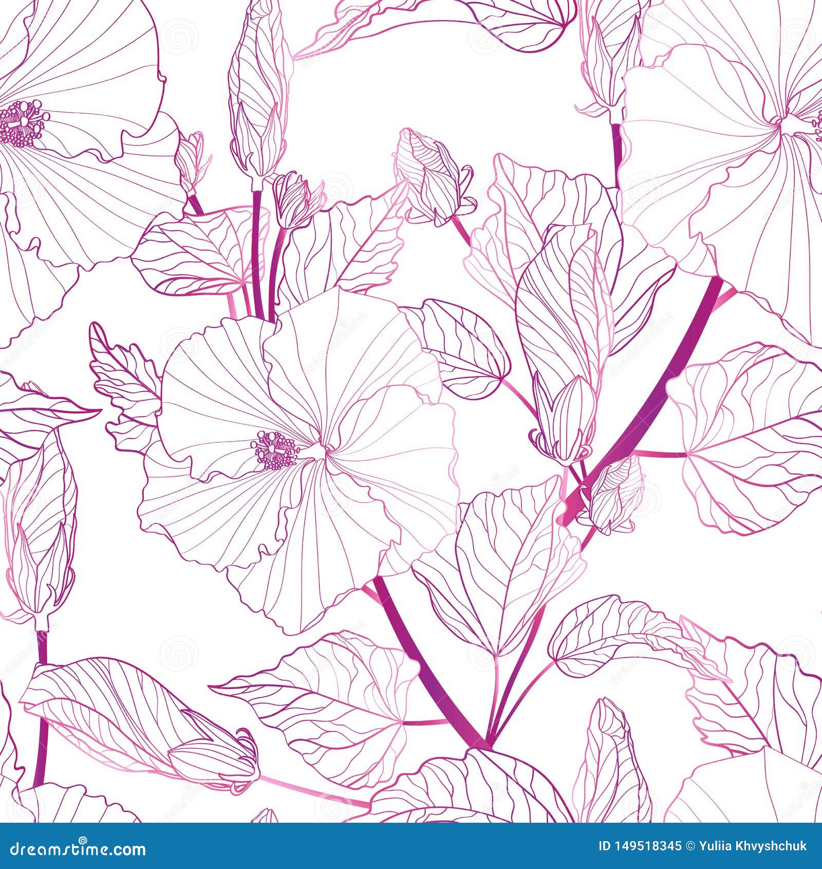 Tropical Seamless Pattern with Exotic Line Gradient Plants Stock ...