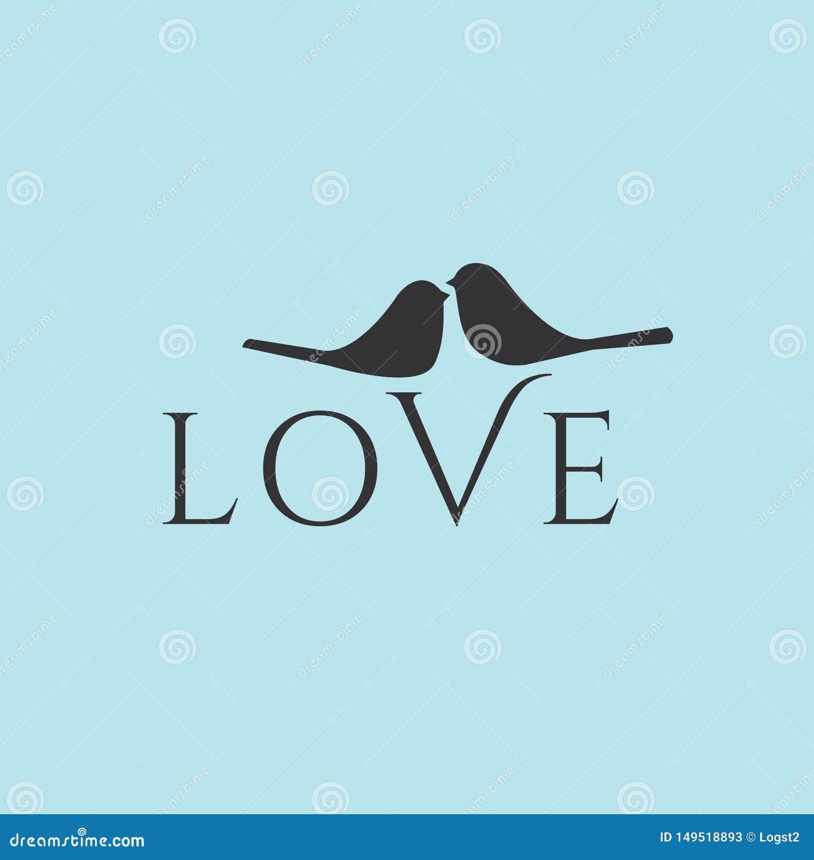 Two Doves Logo. White On Blue Gradient Background Vector Illustration ...