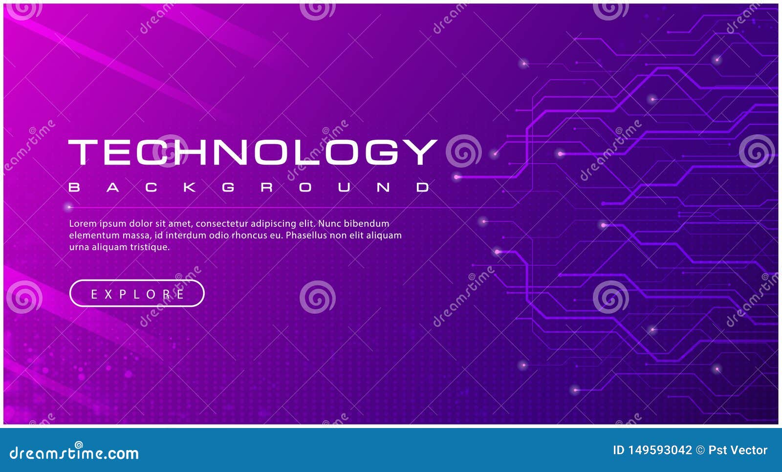 Technology Banner Purple Blue Background Concept with Light Effects ...