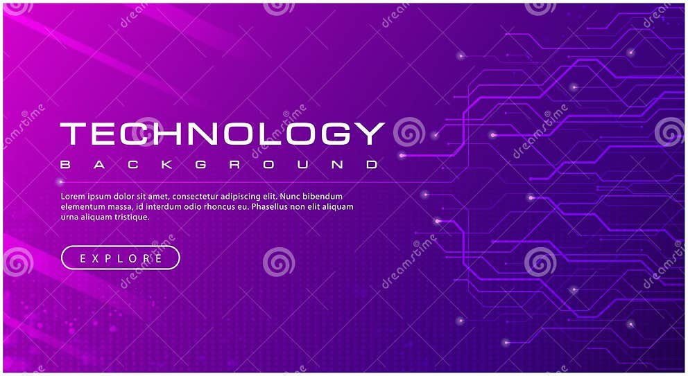 Technology Banner Purple Blue Background Concept with Light Effects ...