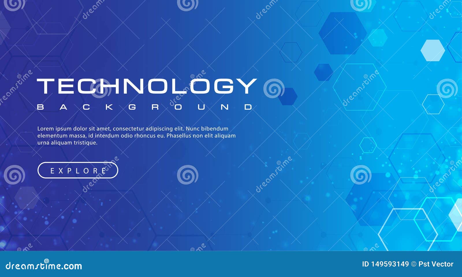 Technology Banner Blue Sky Background Concept with Light Effects Stock ...
