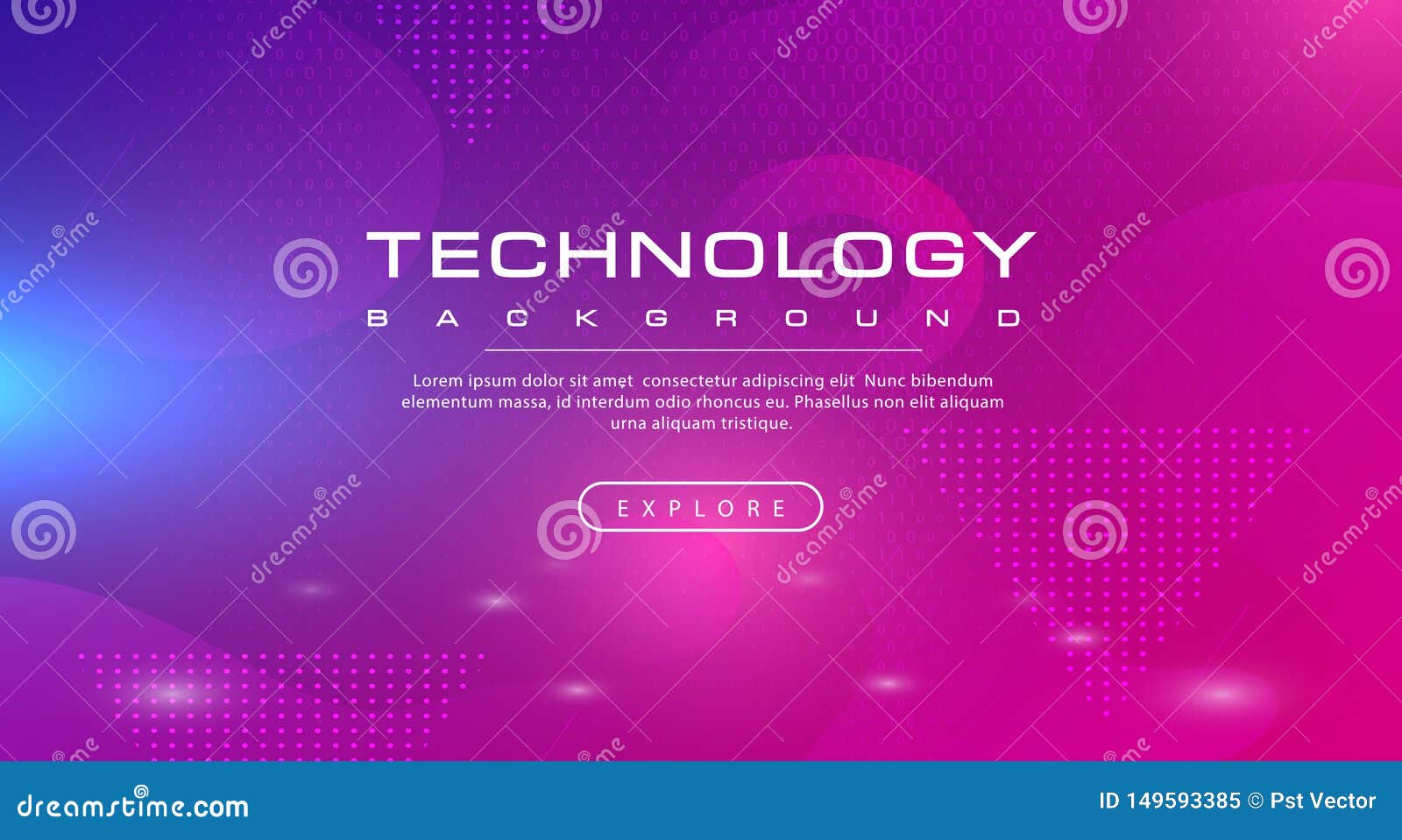Technology Banner Pink Purple Background Concept with Light Effects ...