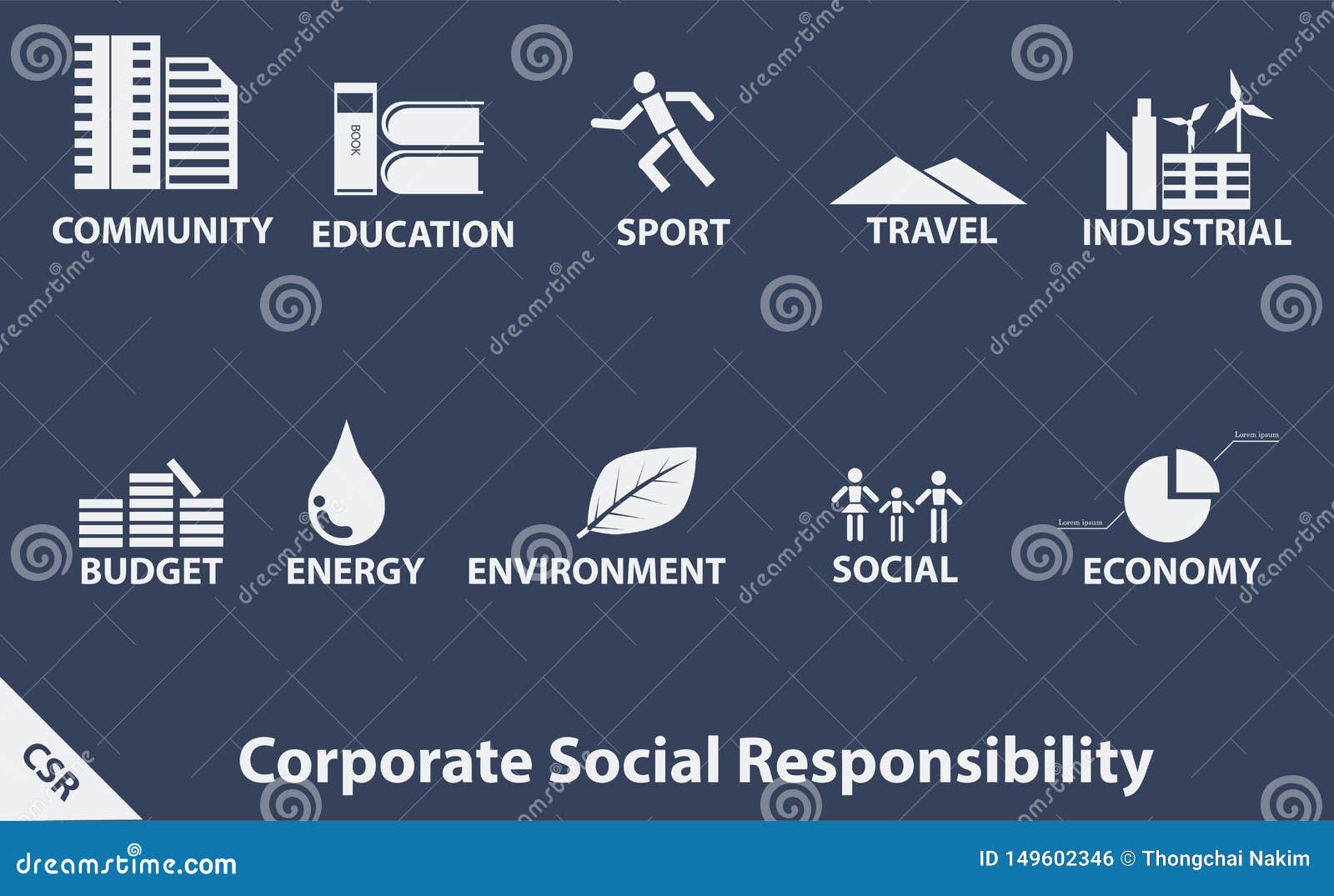 Icon White CSR on Dark Blue Background. Stock Vector - Illustration of ...