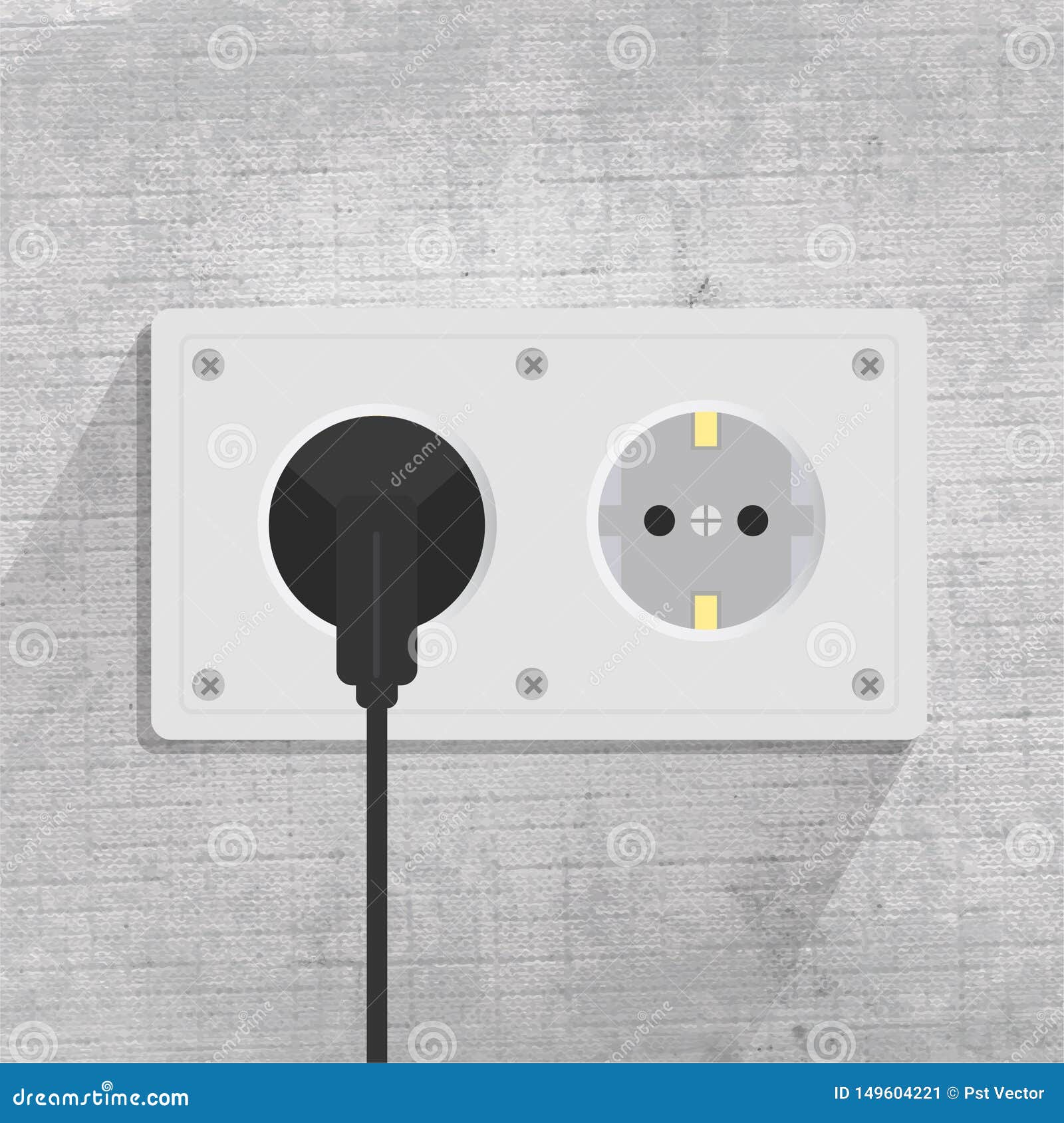 Power Socket. Connecting the Plug Stock Vector - Illustration of ...