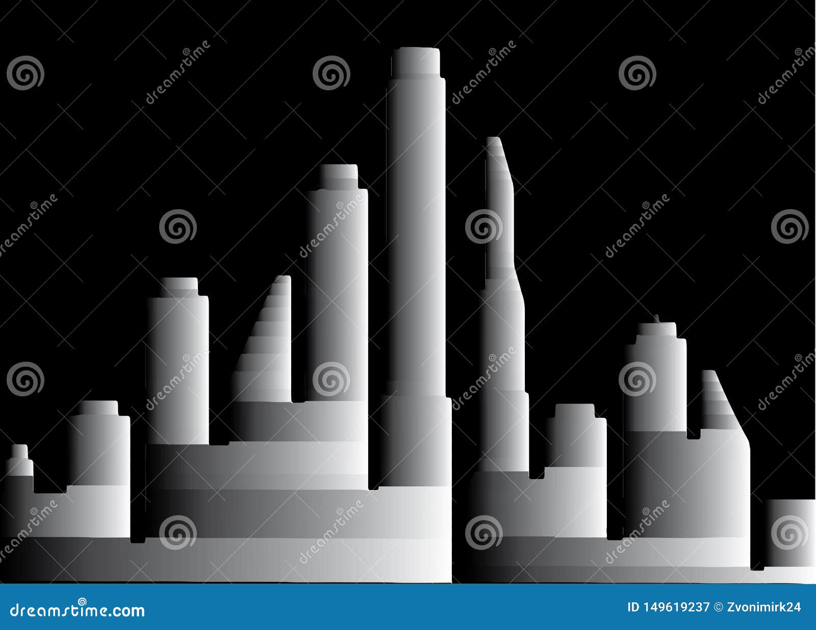 3D Gray city at night stock vector. Illustration of good - 149619237