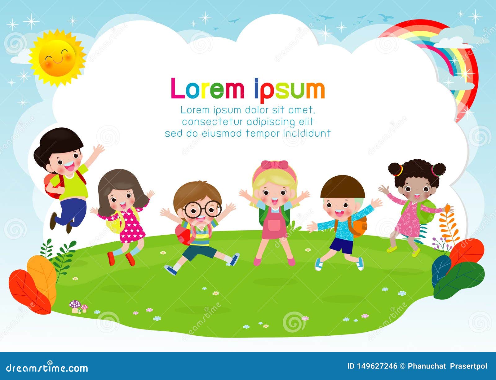 Group of Children Jumping, Back To School, Kids School, Education ...