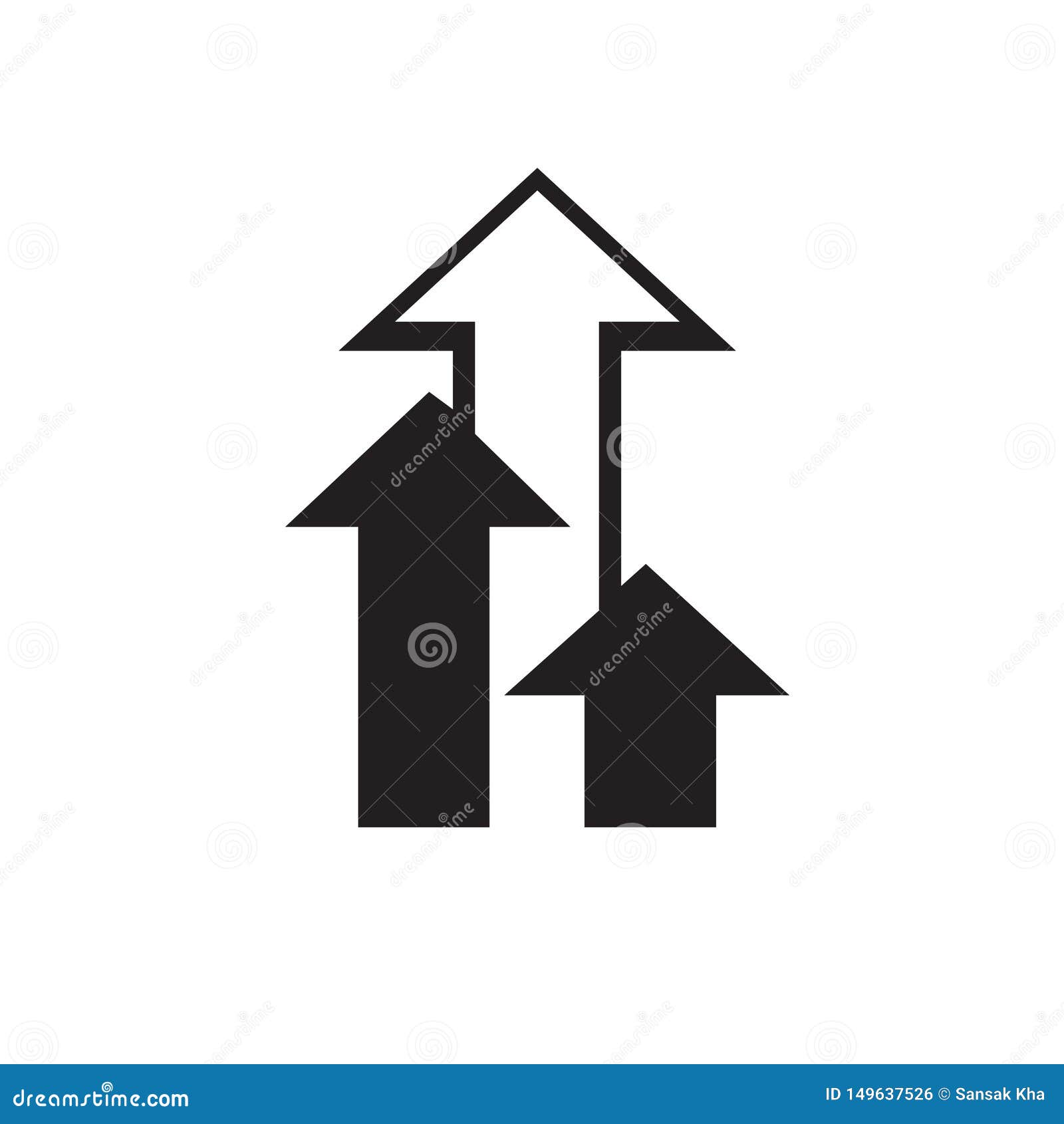 Three Arrows Pointing Up Against a White Background Stock Vector ...
