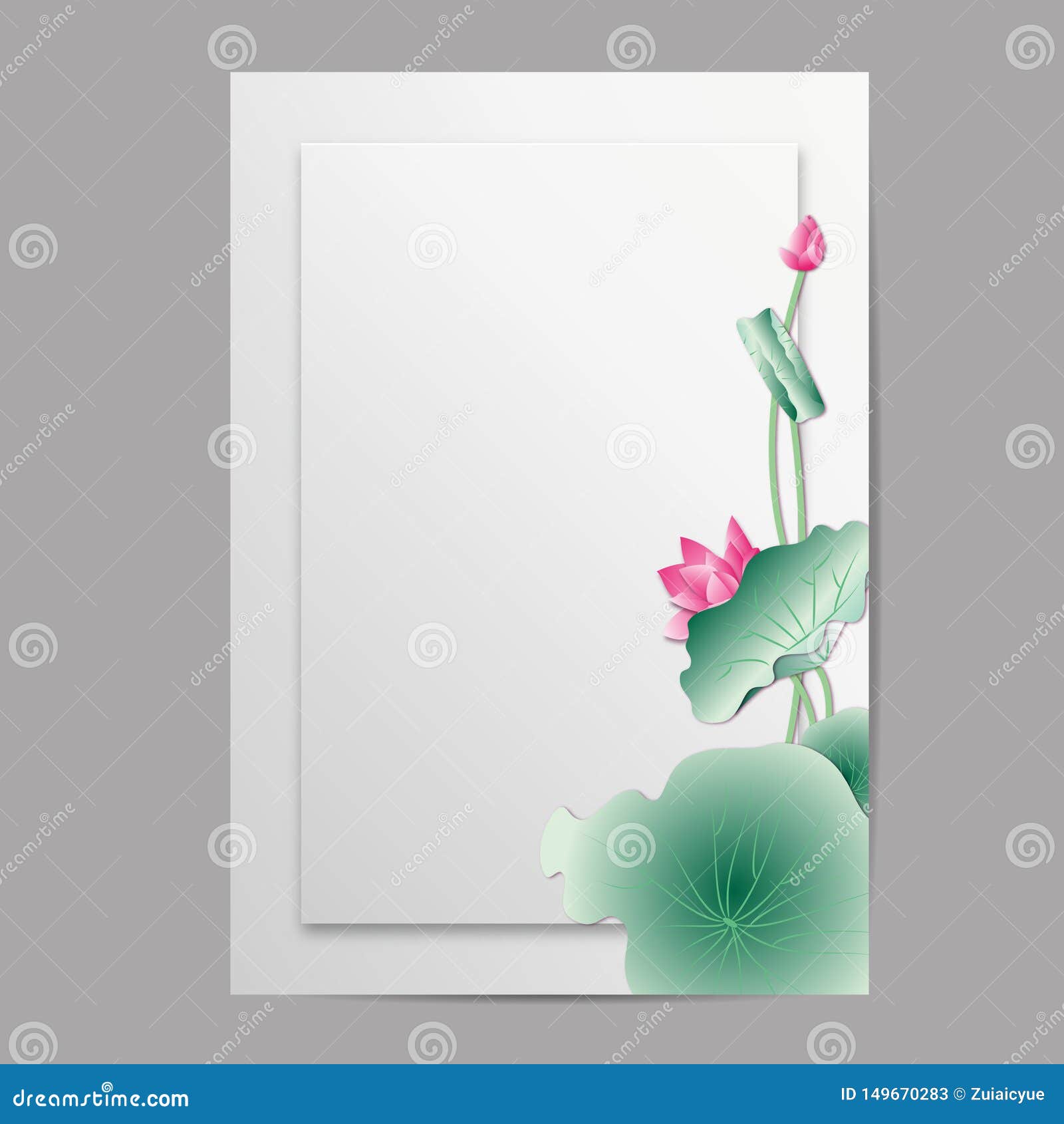 Lotus flower card stock vector. Illustration of leave - 149670283