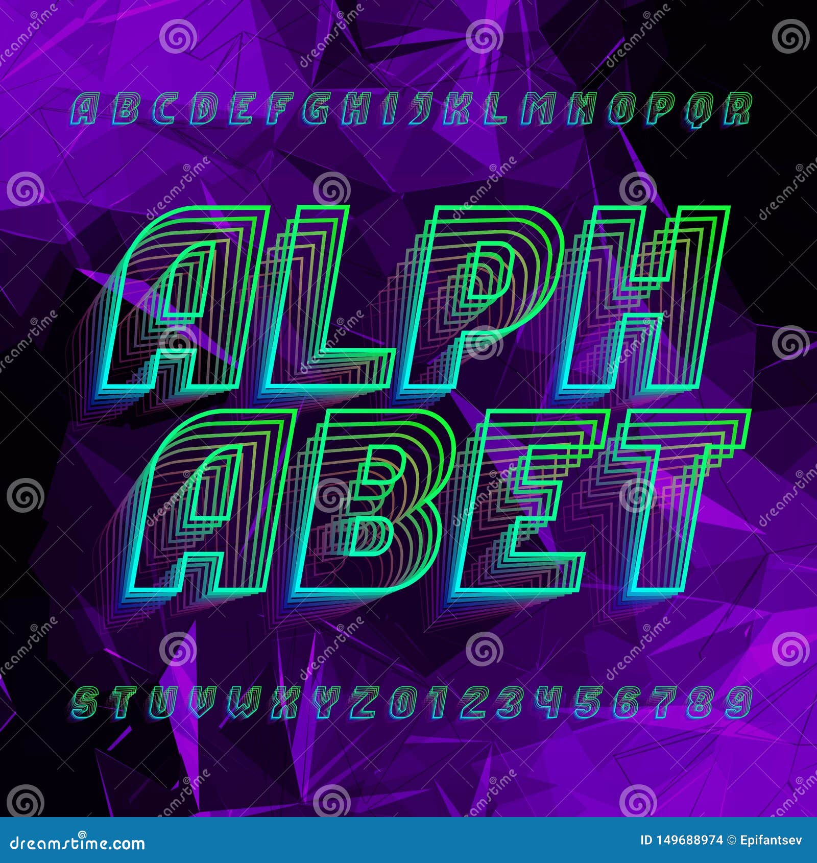 Abstract Alphabet Font. Uppercase Letters and Numbers in Sport Style on ...