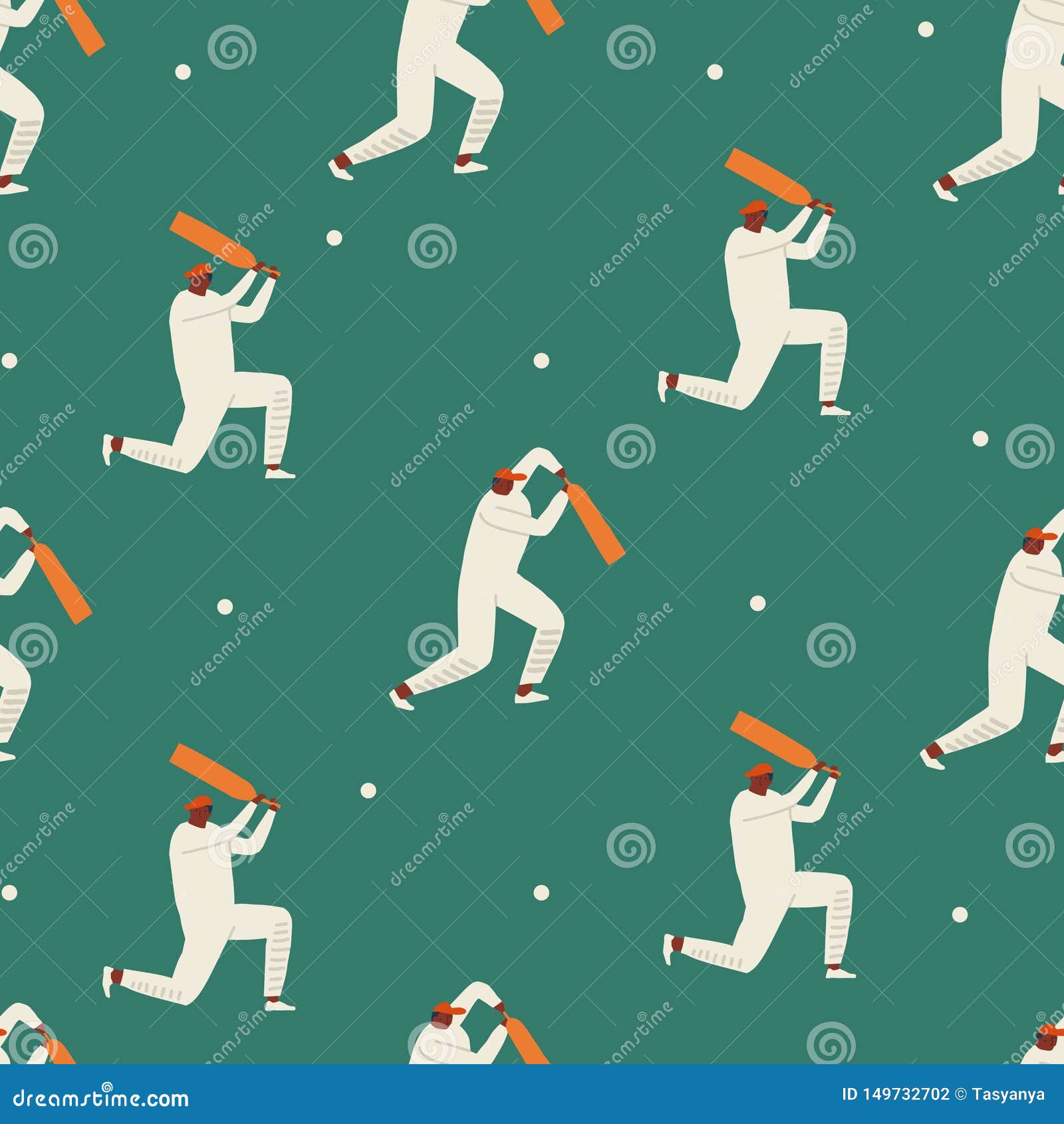 Cricket Players Playing the Game on the Stadium. Funky Sport Cartoon ...