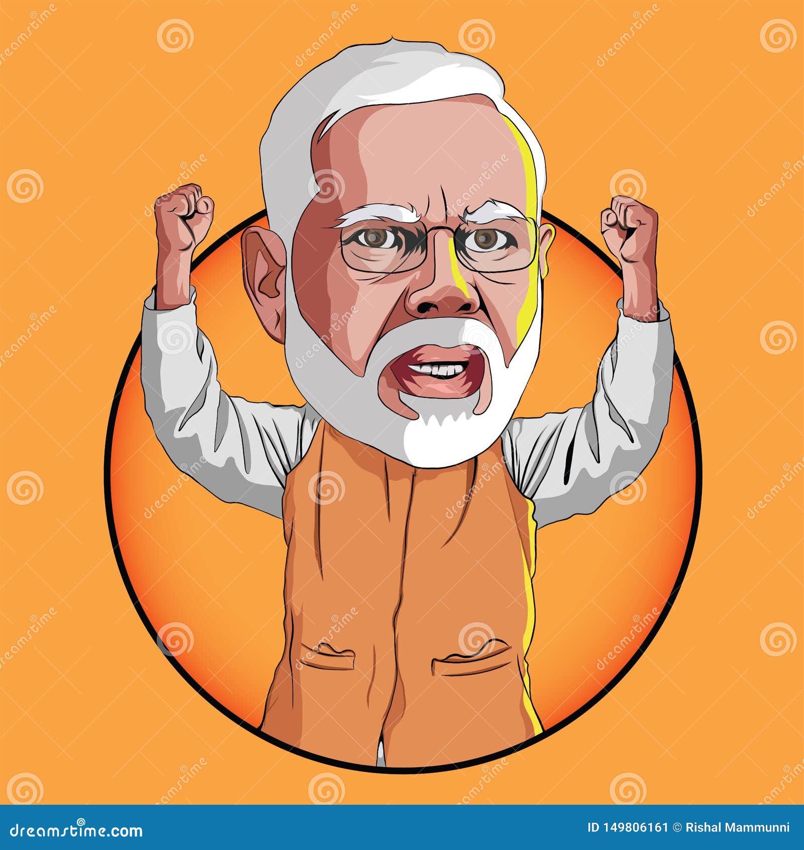 Indian Prime Minister Narendra Modi Walking Full Size Vector ...
