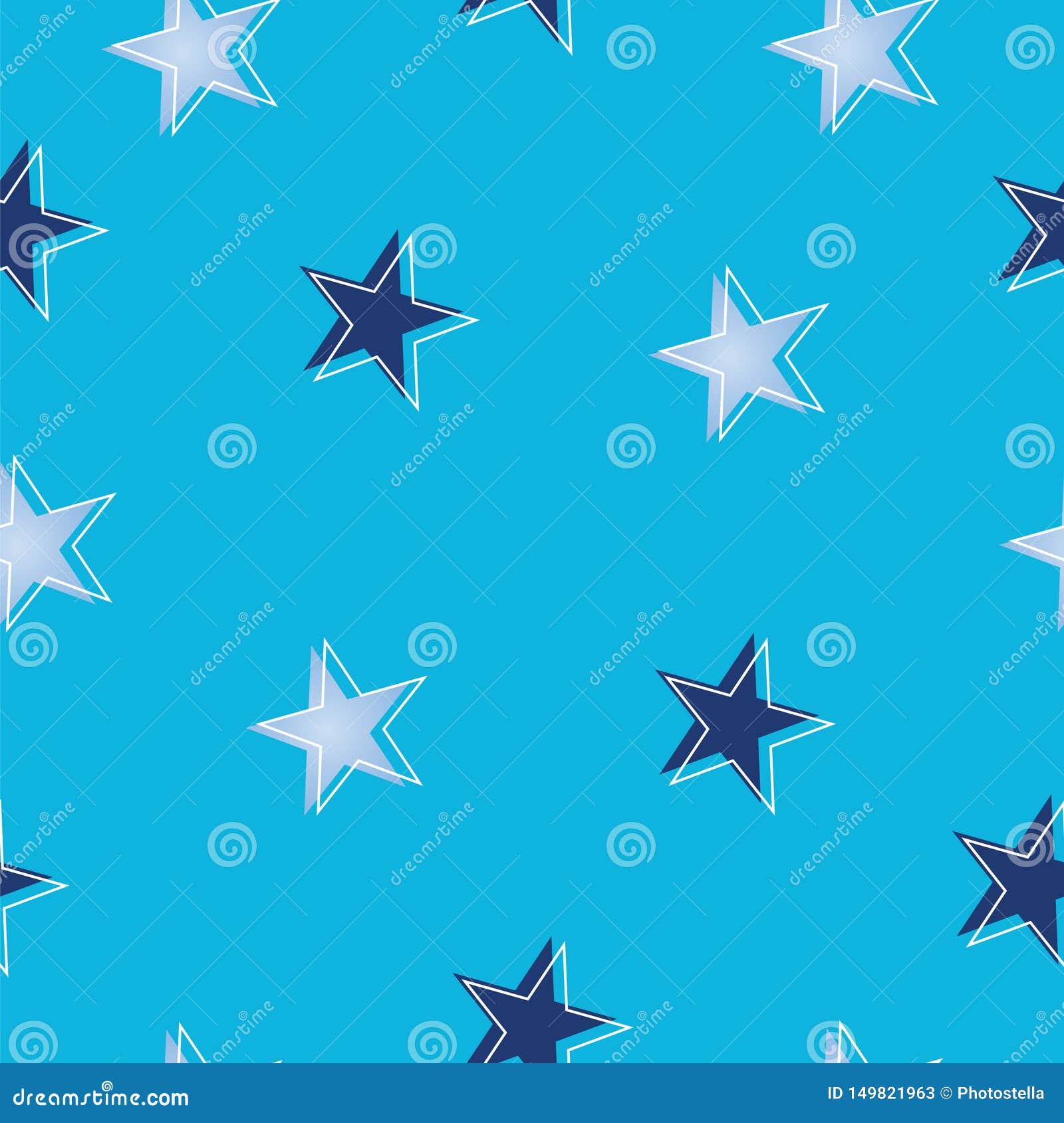 Seamless Pattern with Stars in Blue Colors Stock Vector - Illustration ...