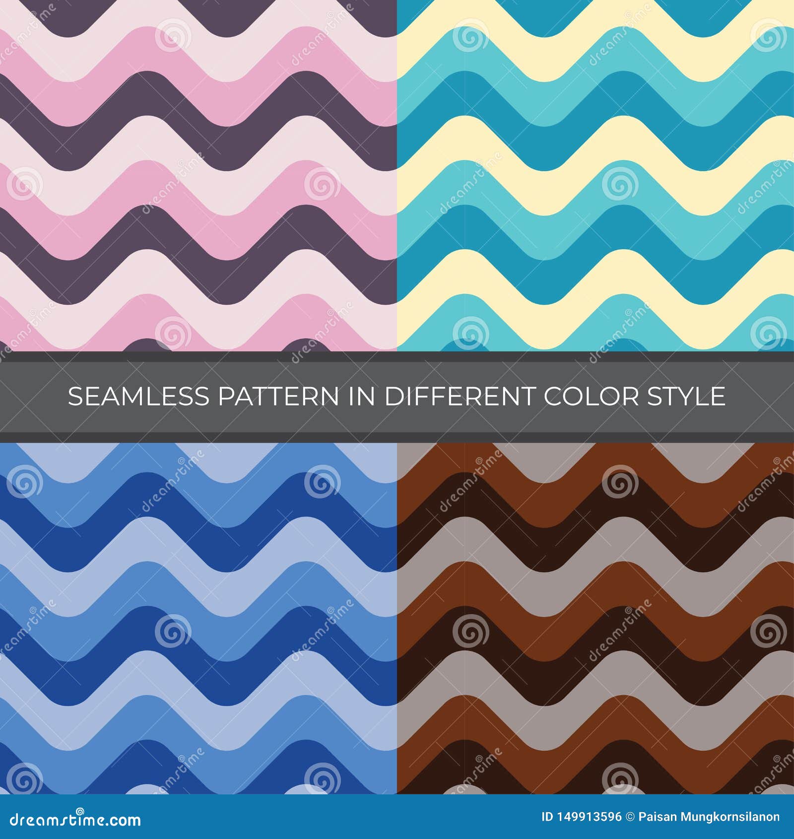 Set of Abstract Vector Seamless Pattern with Four Color Style. Stock ...