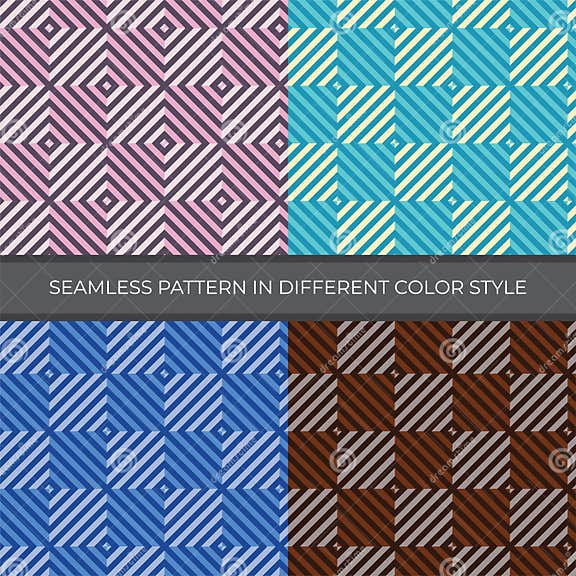 Set of Abstract Vector Seamless Pattern with Four Color Style. Stock ...