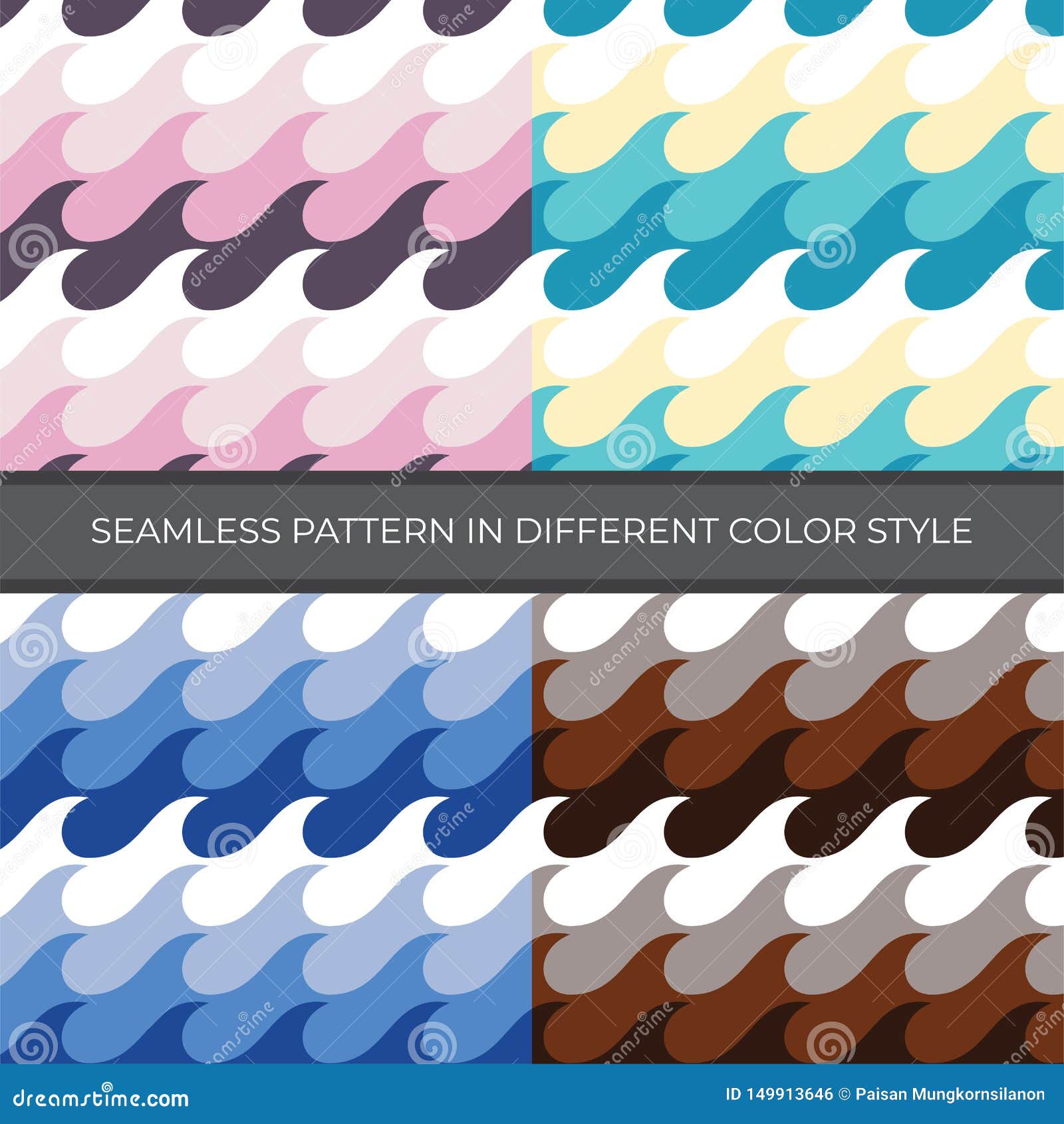 Set of Abstract Vector Seamless Pattern with Four Color Style. Color ...