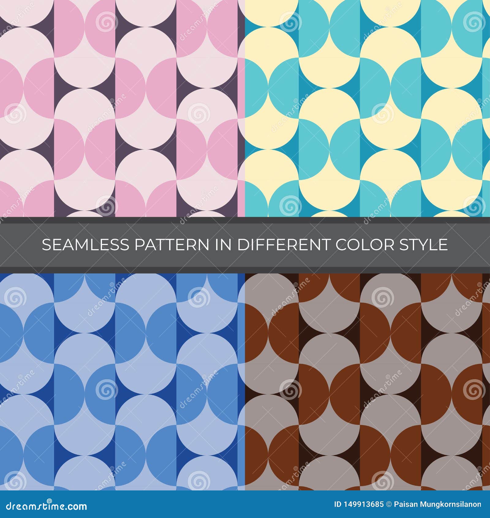 Set of Abstract Vector Seamless Pattern with Four Color Style. Color ...