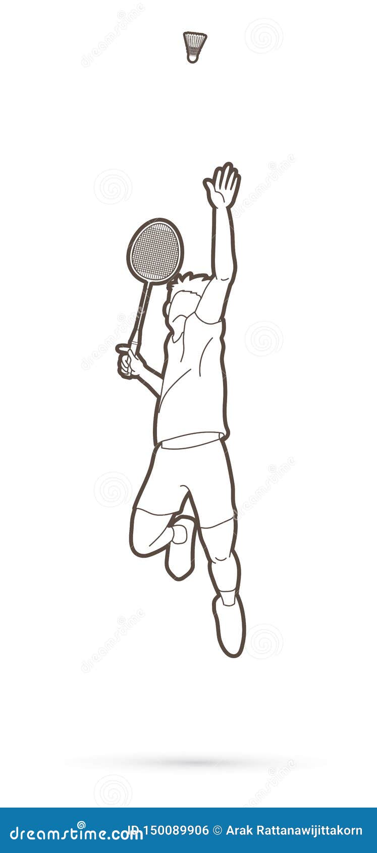 Badminton Male Player Action with Racket and Shuttlecock Cartoon ...