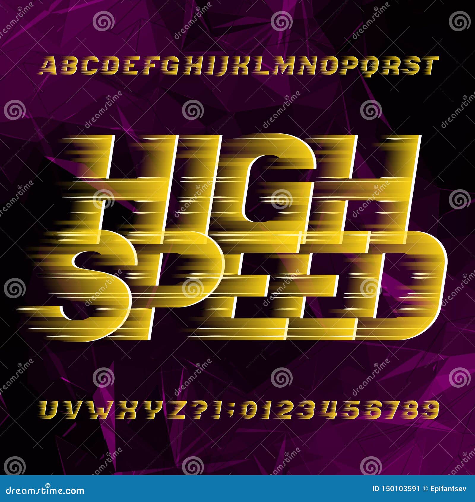 High Speed Alphabet Font. Wind Effect Type Letters and Numbers on ...