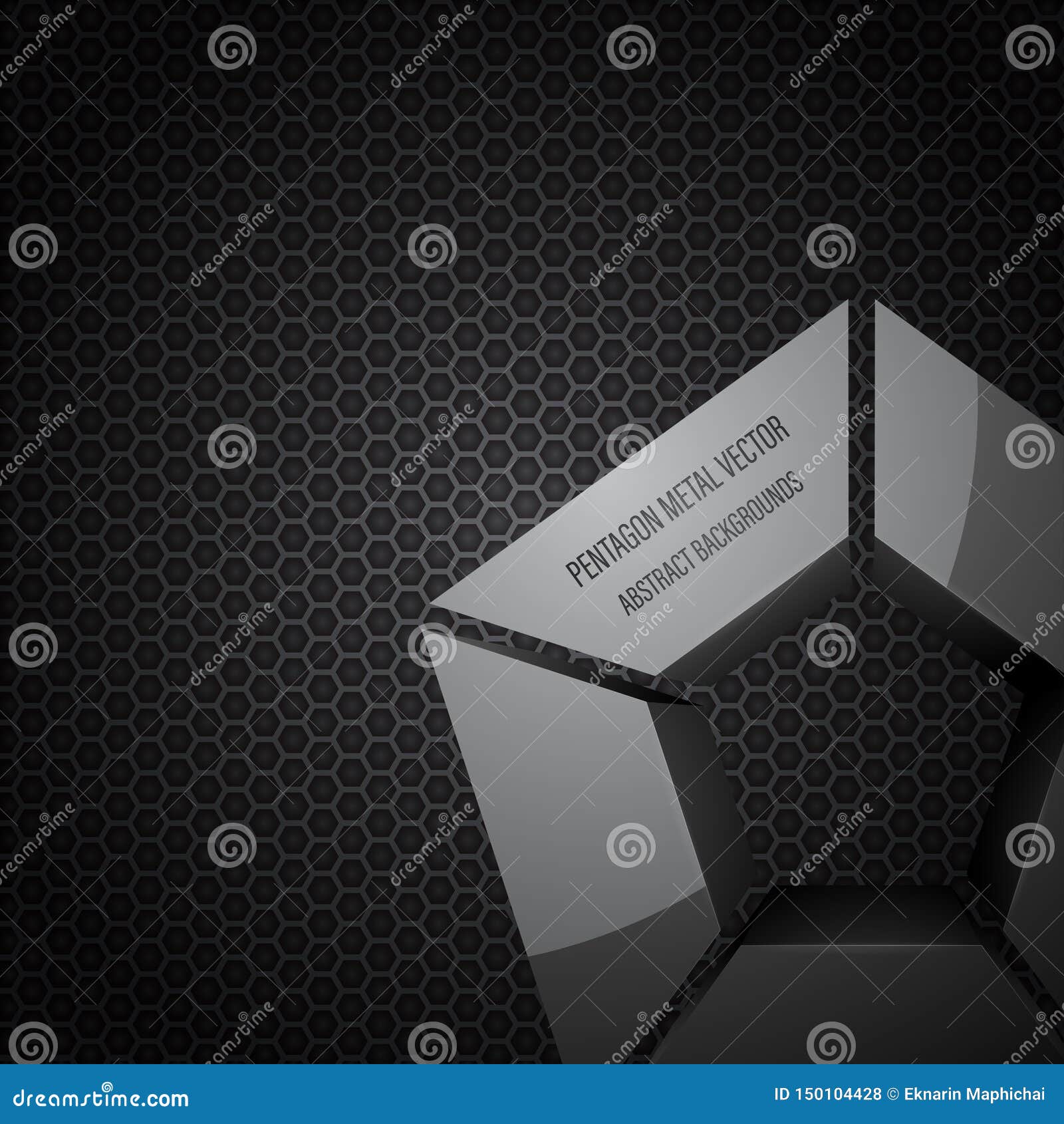 Pentagon Metal Shapes in Dark Scene Stock Vector - Illustration of ...