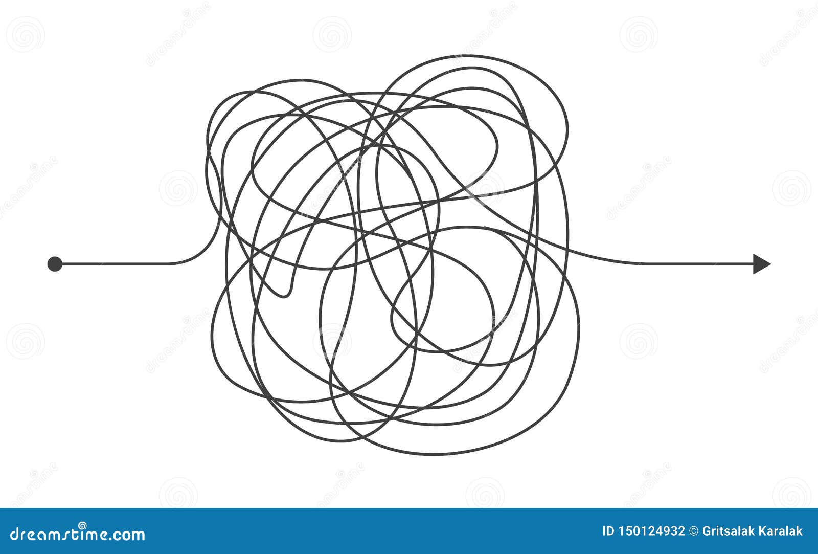 Messy Line Like Hard And Easy Way. Confusion Clarity Or Path Doodle ...