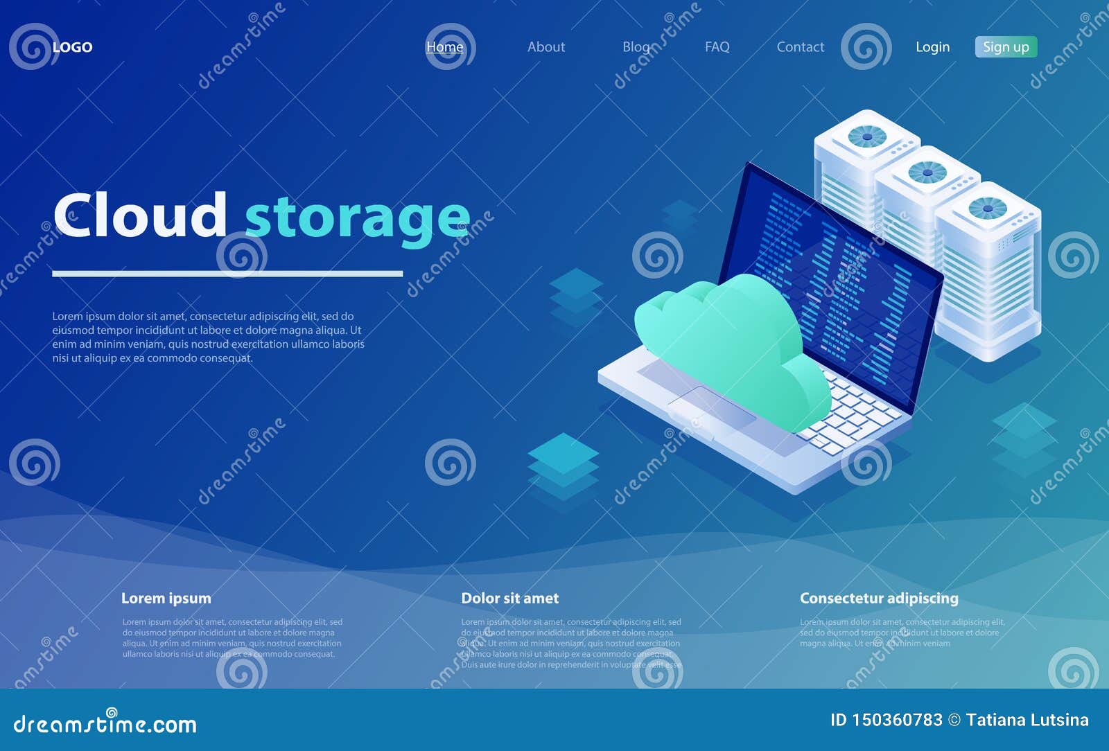 Concepts Cloud Storage. Cloud Computing or Storage Isometric Vector Illustration. Online ...