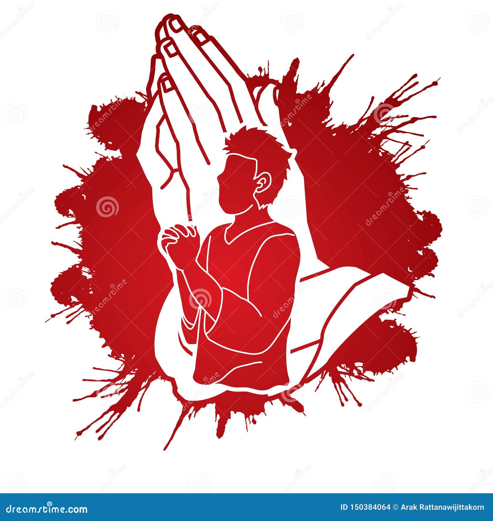 Man Praying To God ,Prayer Cartoon Graphic Stock Vector - Illustration ...