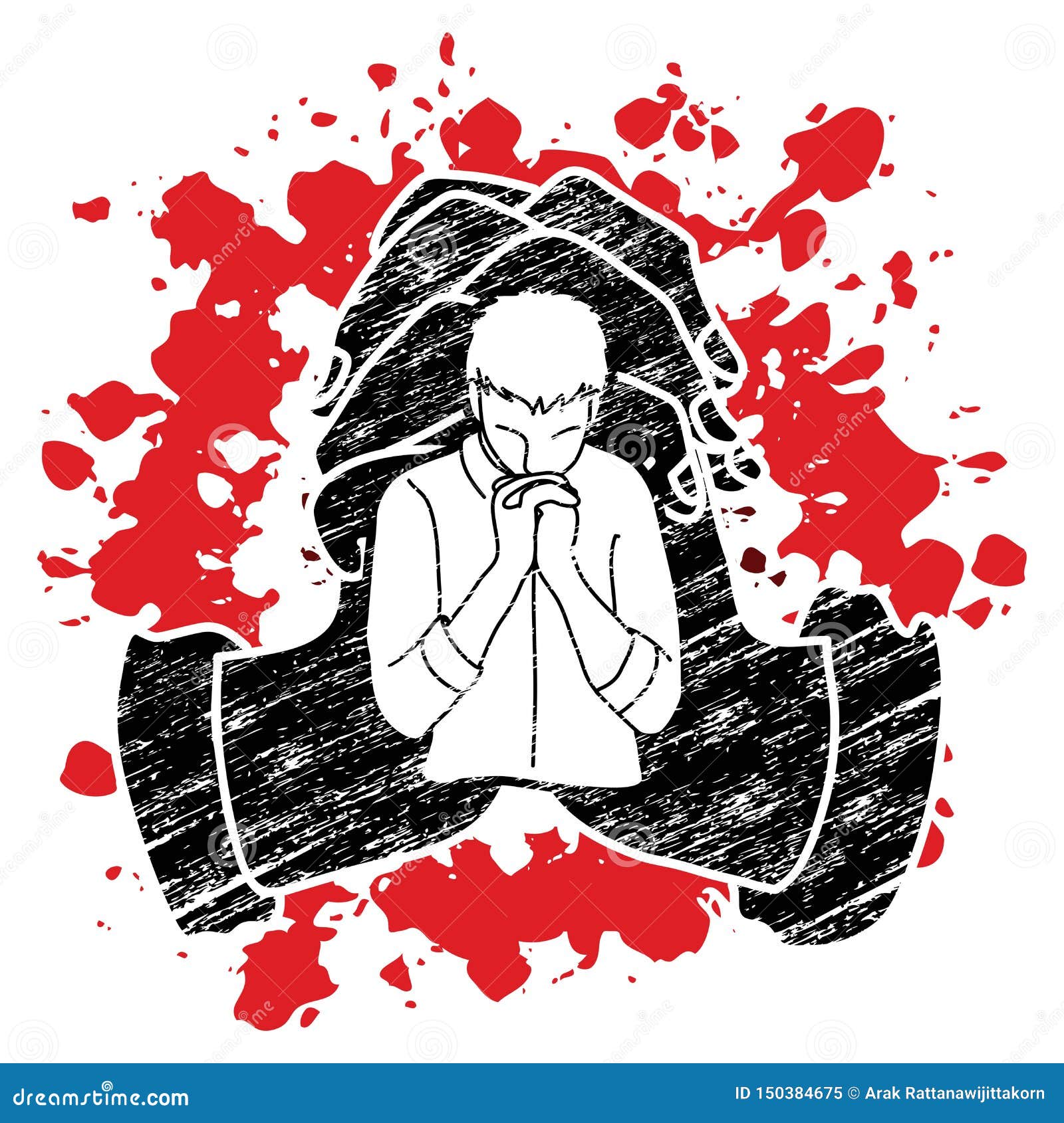 Man Praying To God ,Prayer Cartoon Graphic Stock Vector - Illustration ...